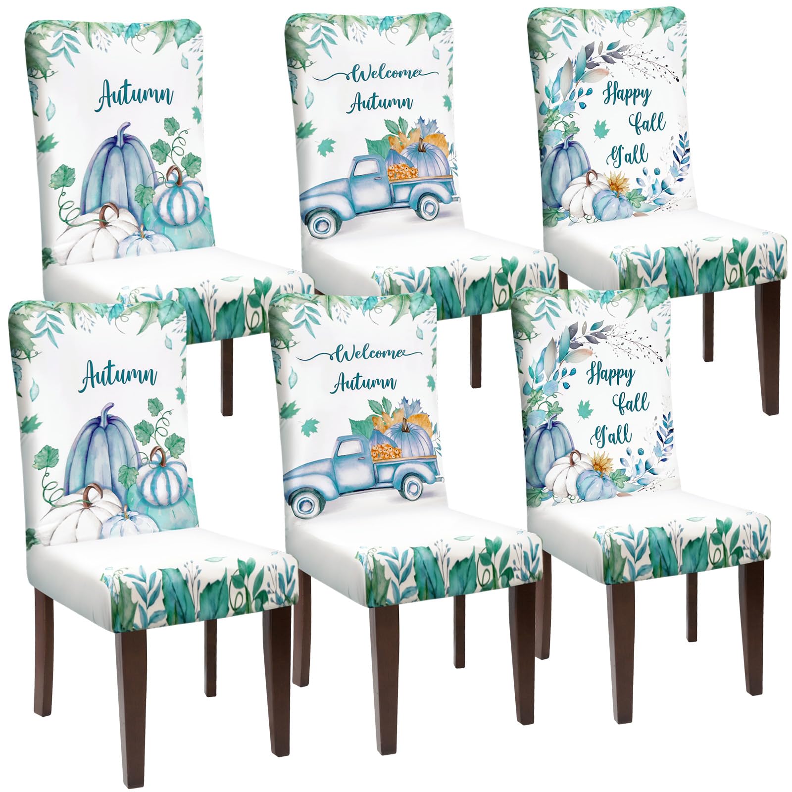 Amazon.com: Preboun Fall Chair Covers Set of 6 Thanksgiving Dining ...