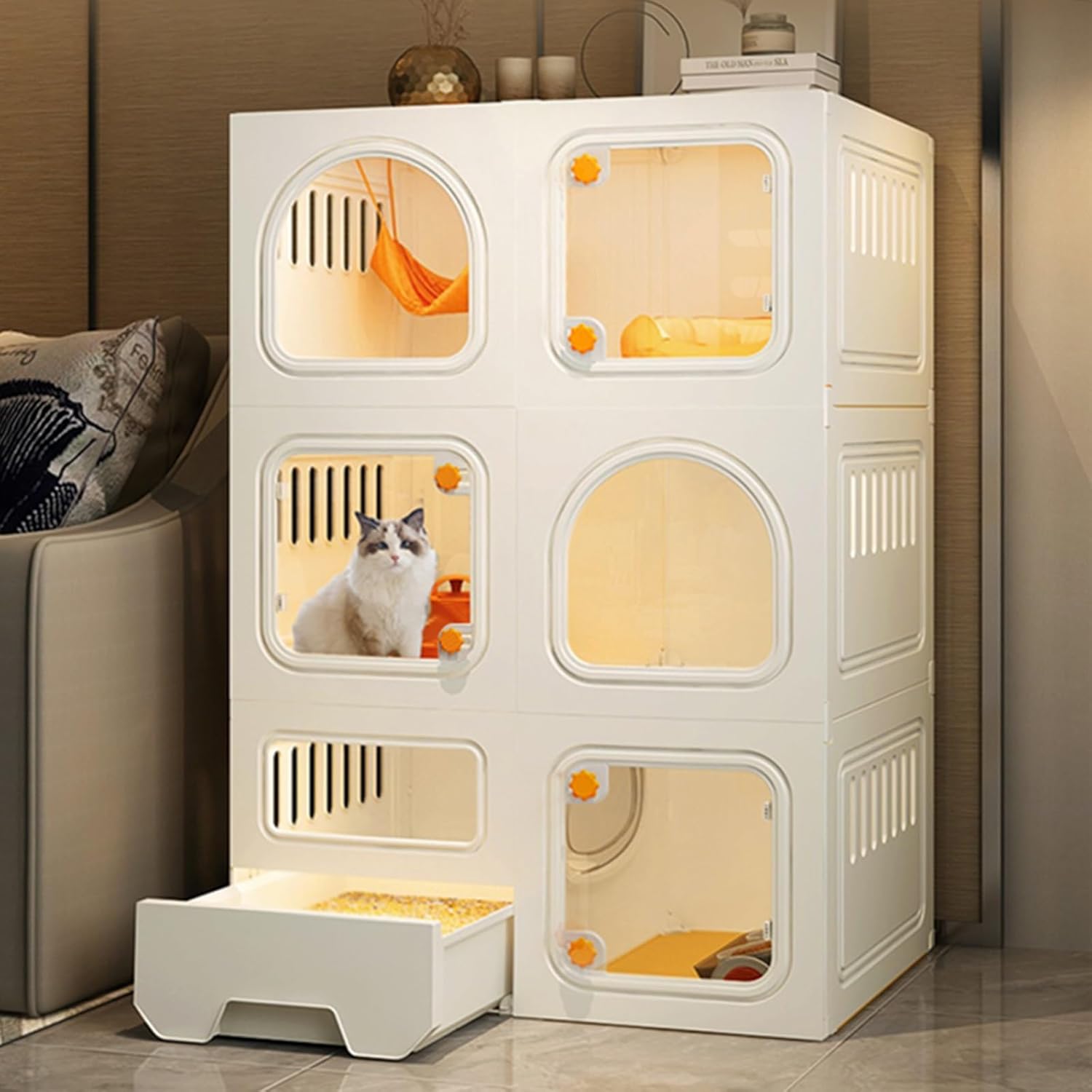 Amazon.com: Cat Cage Indoor with Cat Litter Box - Large Pet Cage ...