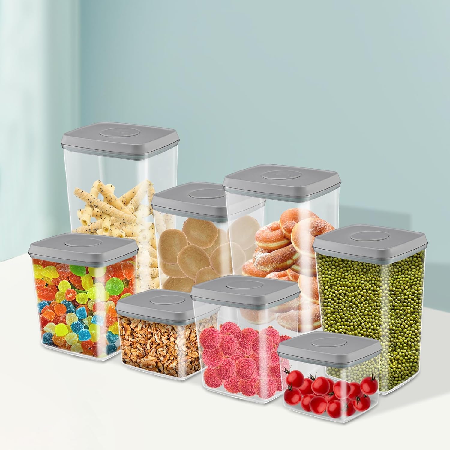 Amazon.com: Airtight Food Containers 8 Piece Set, Plastic Dry Food ...