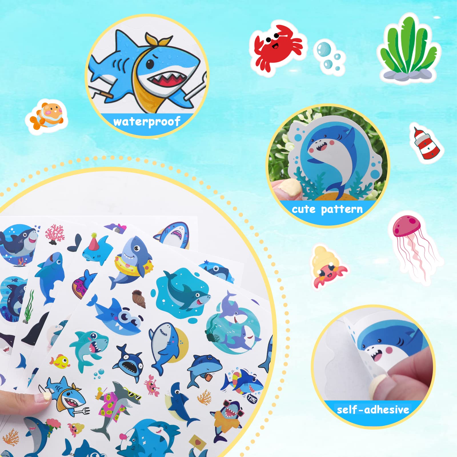 Snapklik.com : Cool Shark Stickers 755 Count Ocean Sea Animal Tropical ...