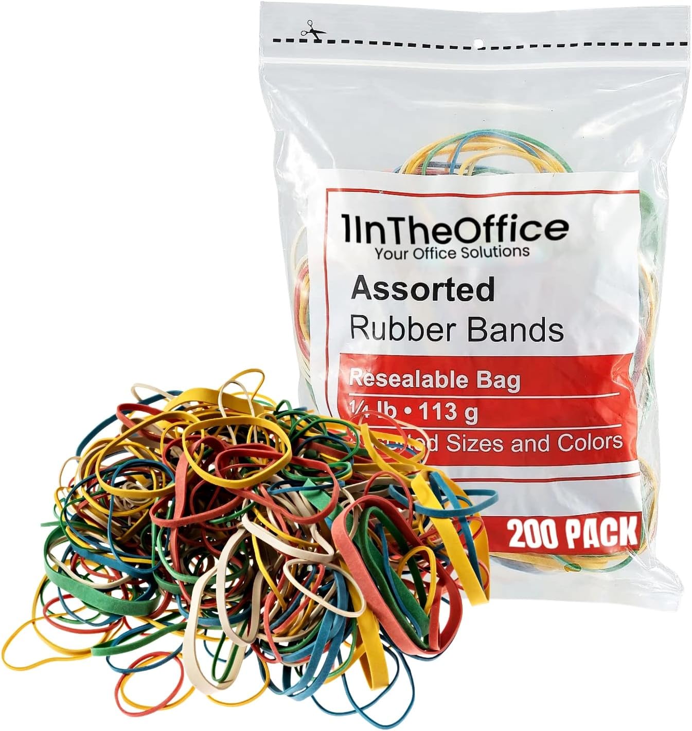 1InTheOffice Economy Rubber Bands, Assorted Rubber Bands, 1/4 Lb ...