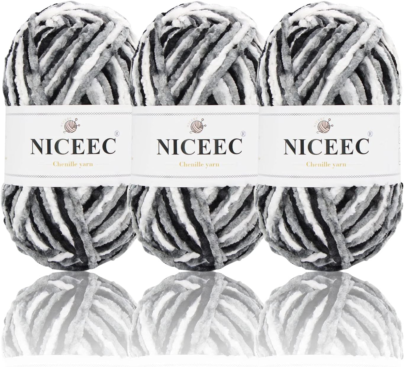 Amazon.com: NICEEC 3 Skeins Soft Chenille Yarn Blanket Yarn for ...