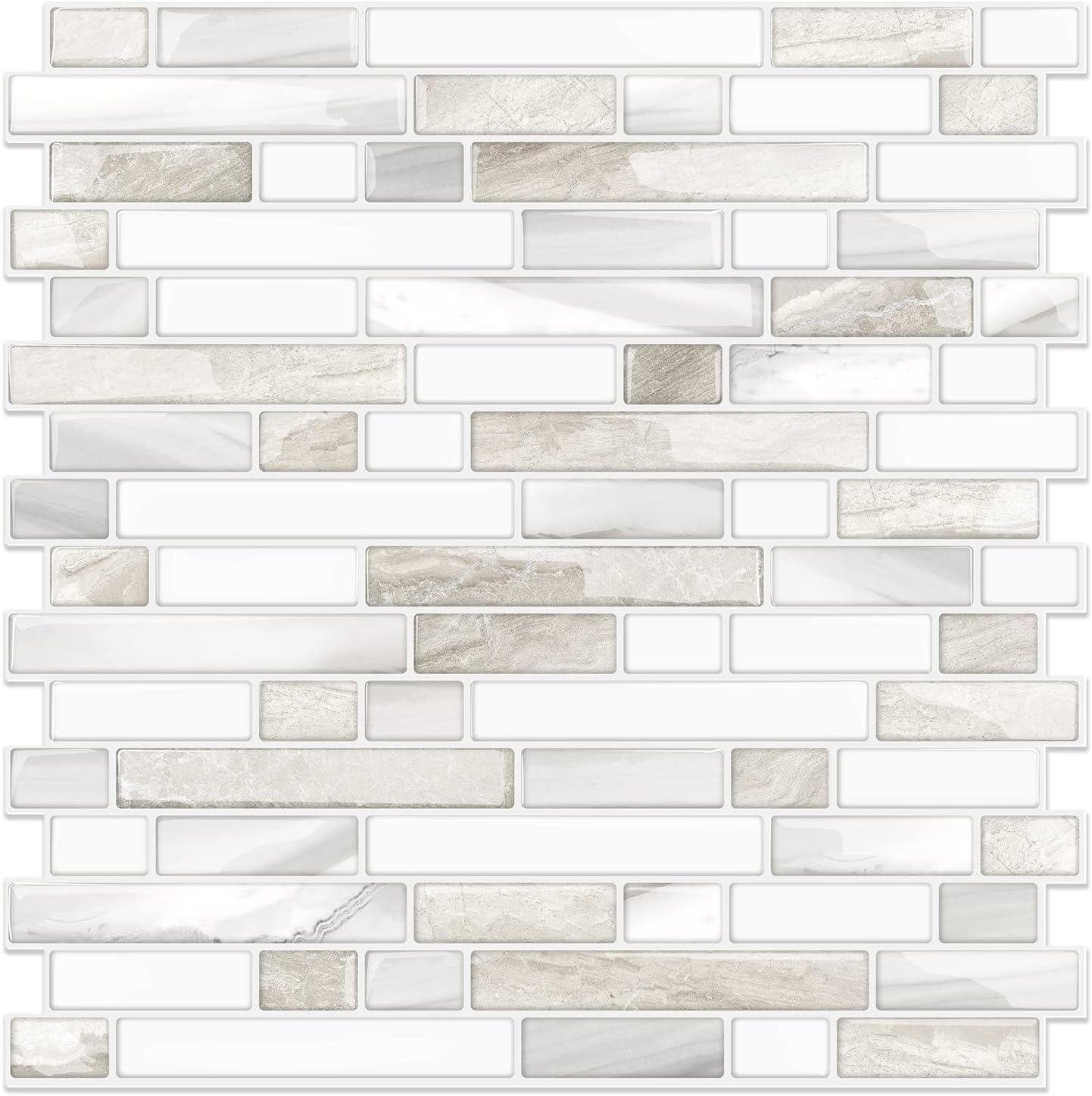 Tack Tile Peel & Stick Vinyl Backsplash Thin Mosaic Brown (Pack of 3 ...