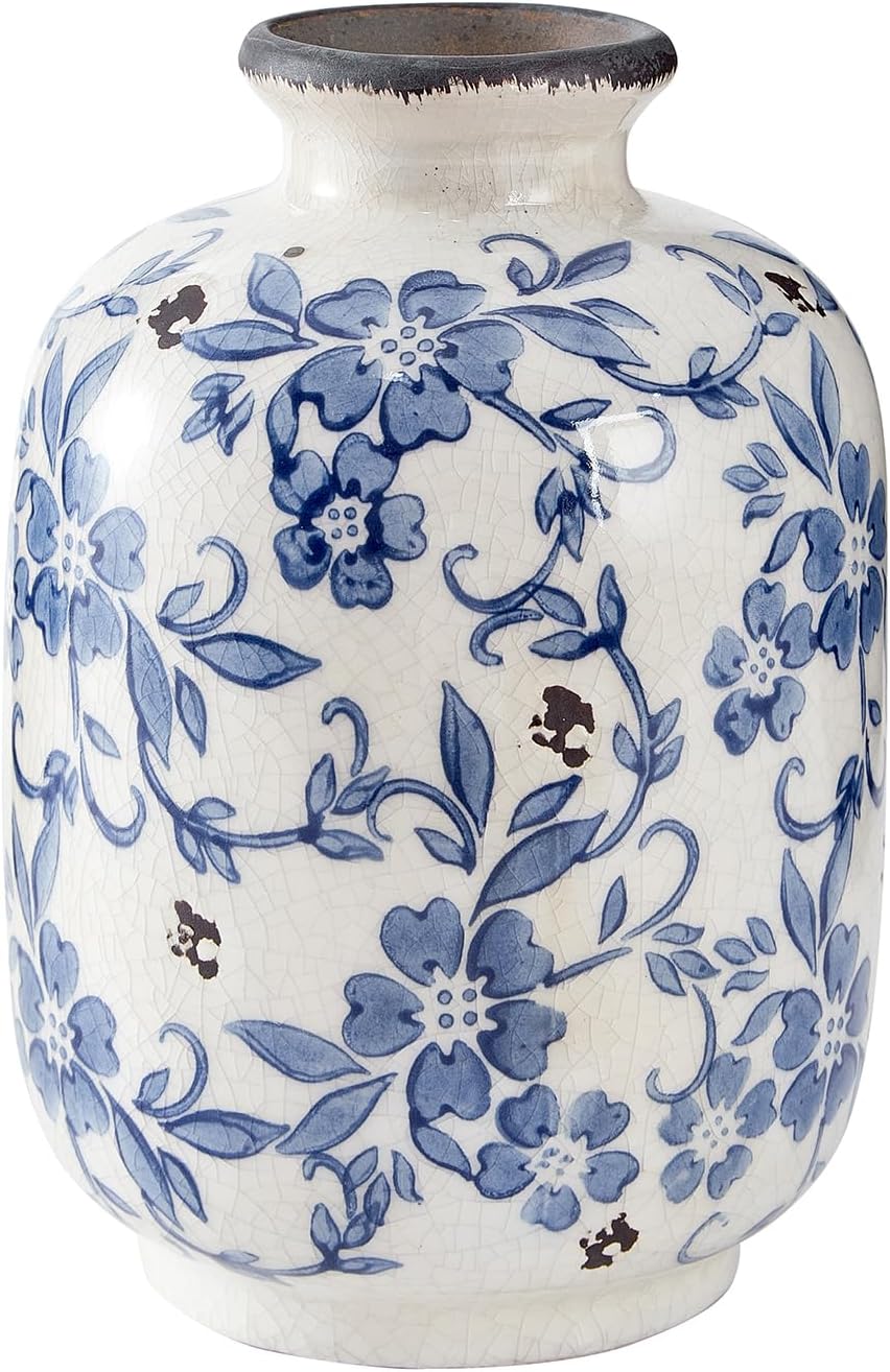 Jarrón de cerámica azul y blanco, florero decorativo para decoración ...