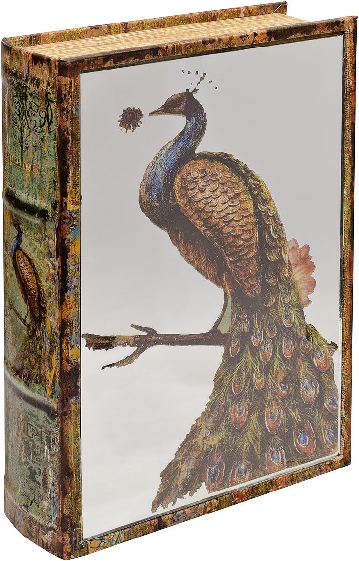 Amazon.com: FEBLAND Mirrored Peacock Book Box, Brown, 7 x 21 x 30 cm ...