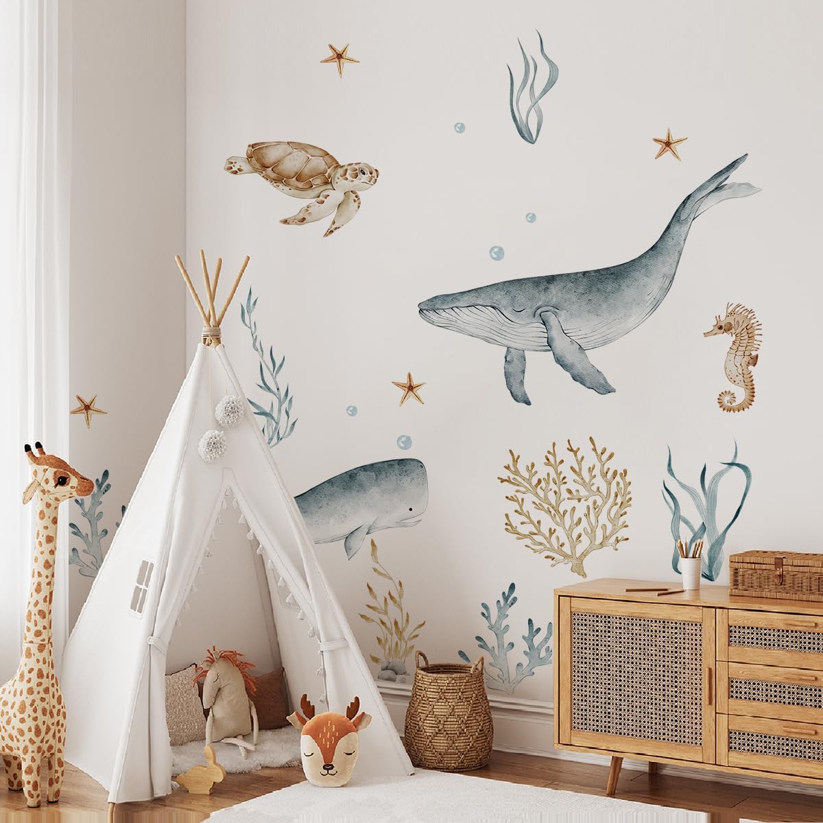 Amazon.com: Ocean Wall Decals Watercolor Under The Sea Wild Life ...