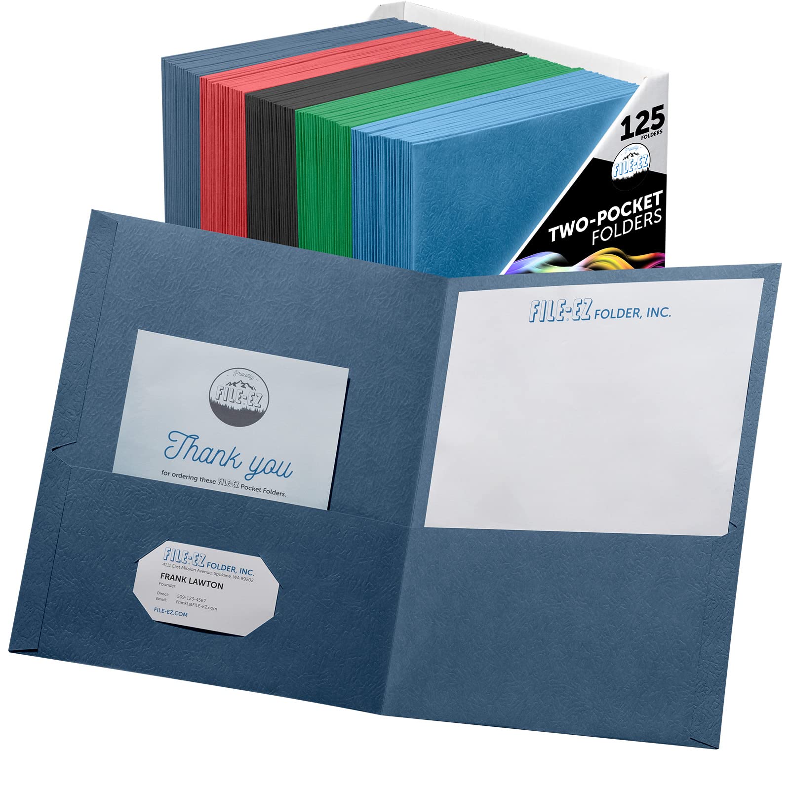 Snapklik.com : FILE-EZ Two-Pocket Folders, Assorted Colors, 125-Pack ...