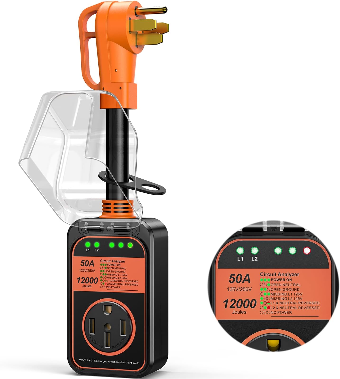 MILLIONHOME RV Surge Protector 50 Amp Waterproof, 12000 J Upgraded RV ...