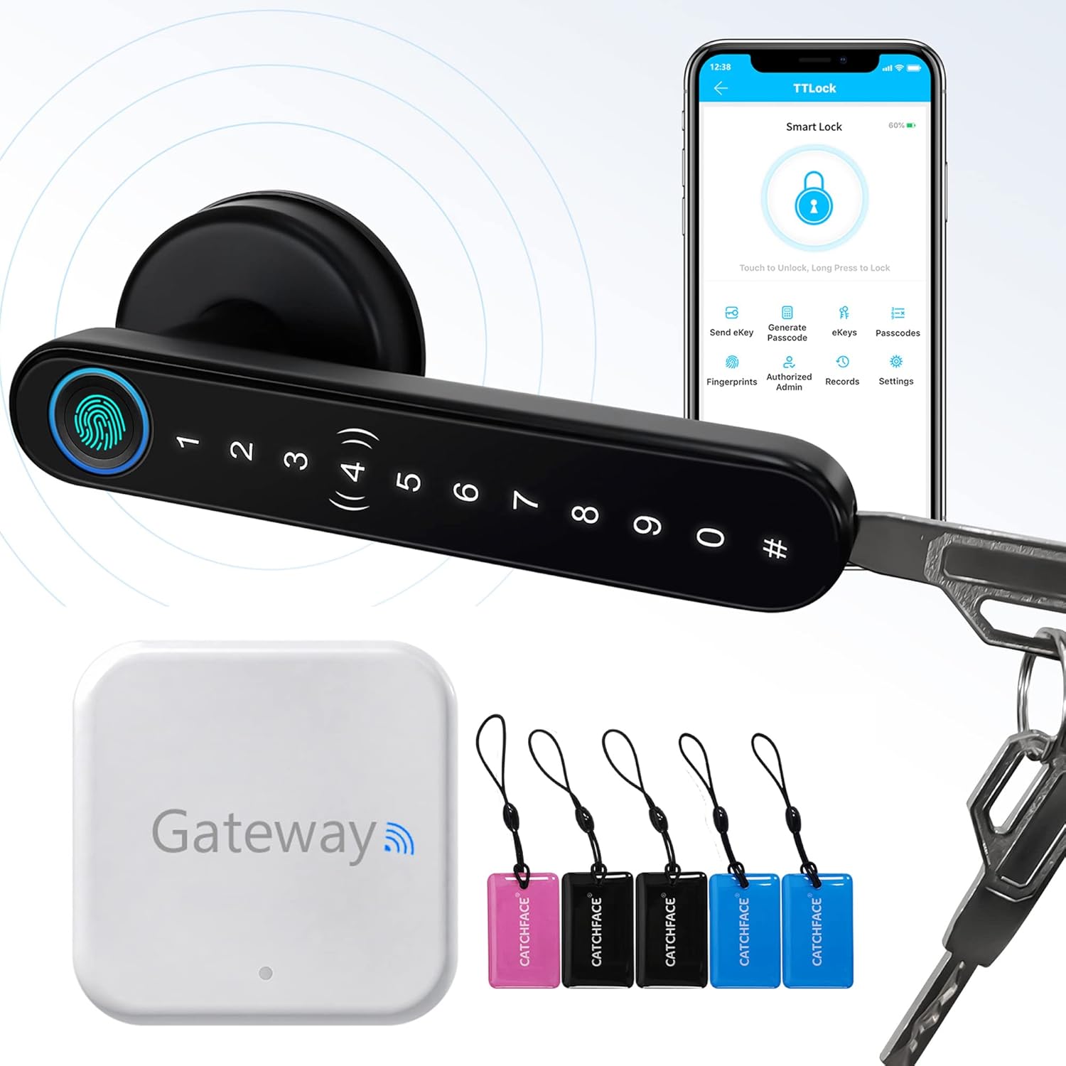 CATCHFACE WiFi Door Locks and Gateway Bundle,Fingerprint Door Lock ...