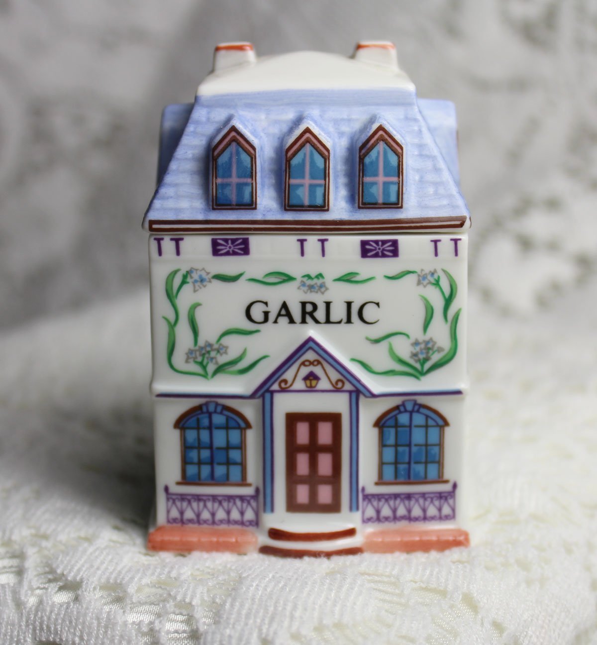 Garlic Lenox Spice Village Porcelain Victorian House Spice Jar