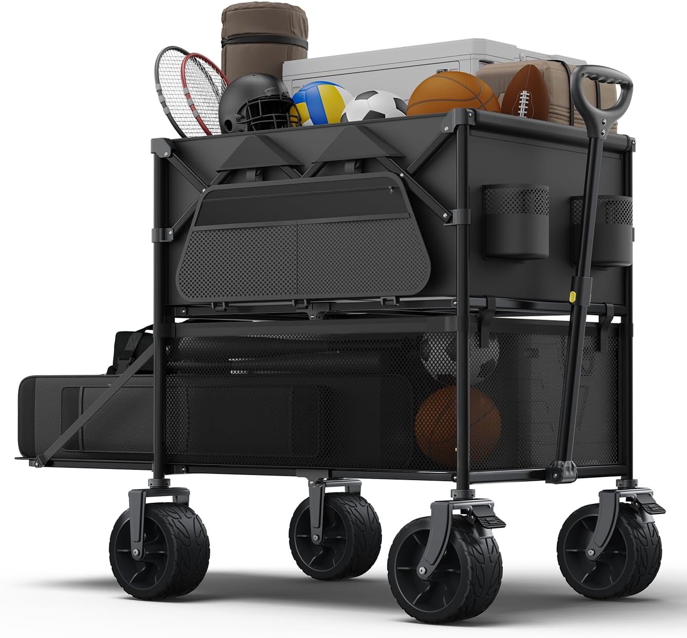 Amazon.com : Foldable Wagon Cart,Everyfun 480Lbs Double Decker Wagon ...