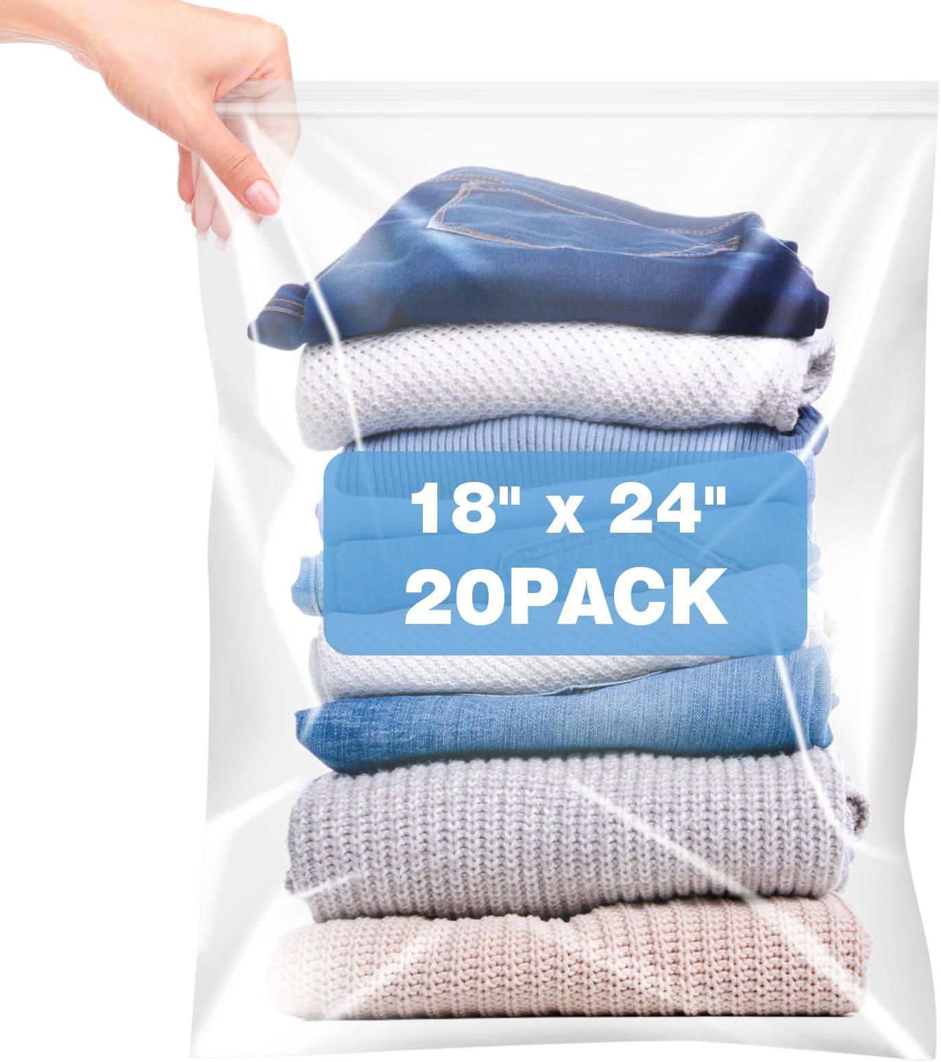 Amazon.com: Elsjoy 50 Pack 18" x 24" Large Plastic Zipper Storage Bags ...