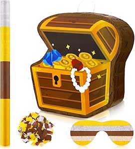 Amazon.com: Treasure Chest Piñata for Kids, Pirate Party Decorations ...