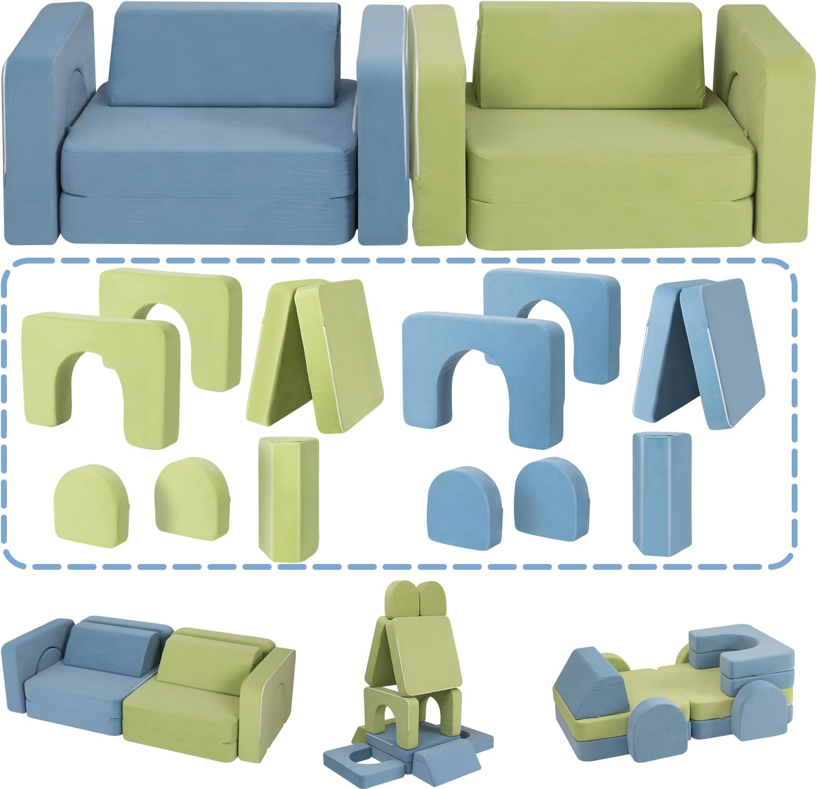 Amazon.com: Erament 18PCS Modular Kids Play Couch - Junlge Theme ...