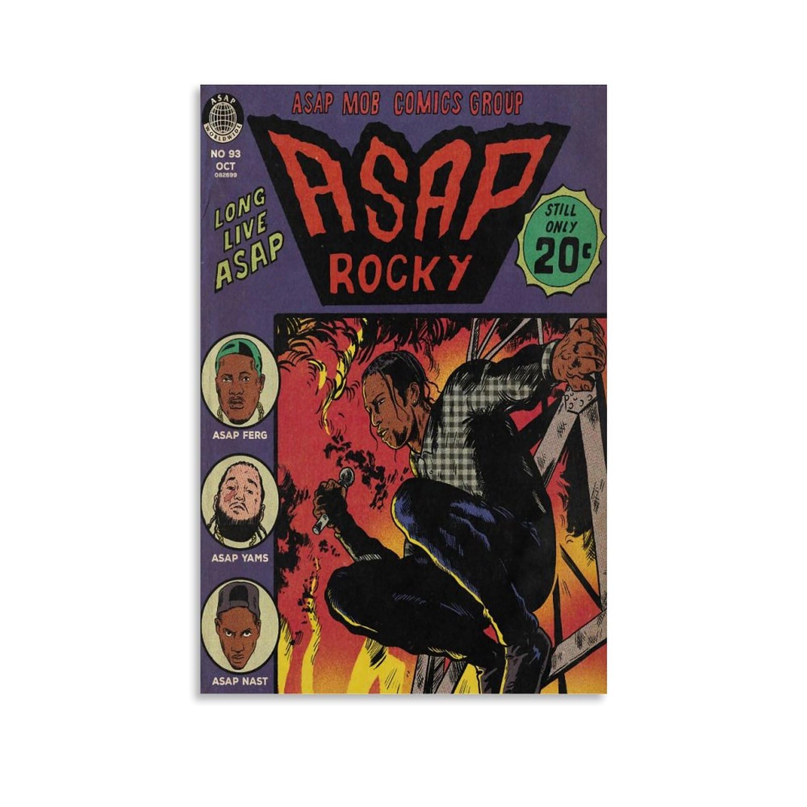 Amazon.com: Piesa ASAP Rocky Album Comic Music Poster for Bedroom ...