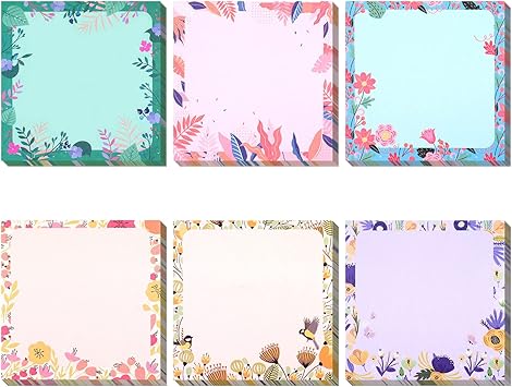 Amazon.com : Zonon 12 Pads Cute Flower Sticky Notes 3'' x 3'' Summer ...