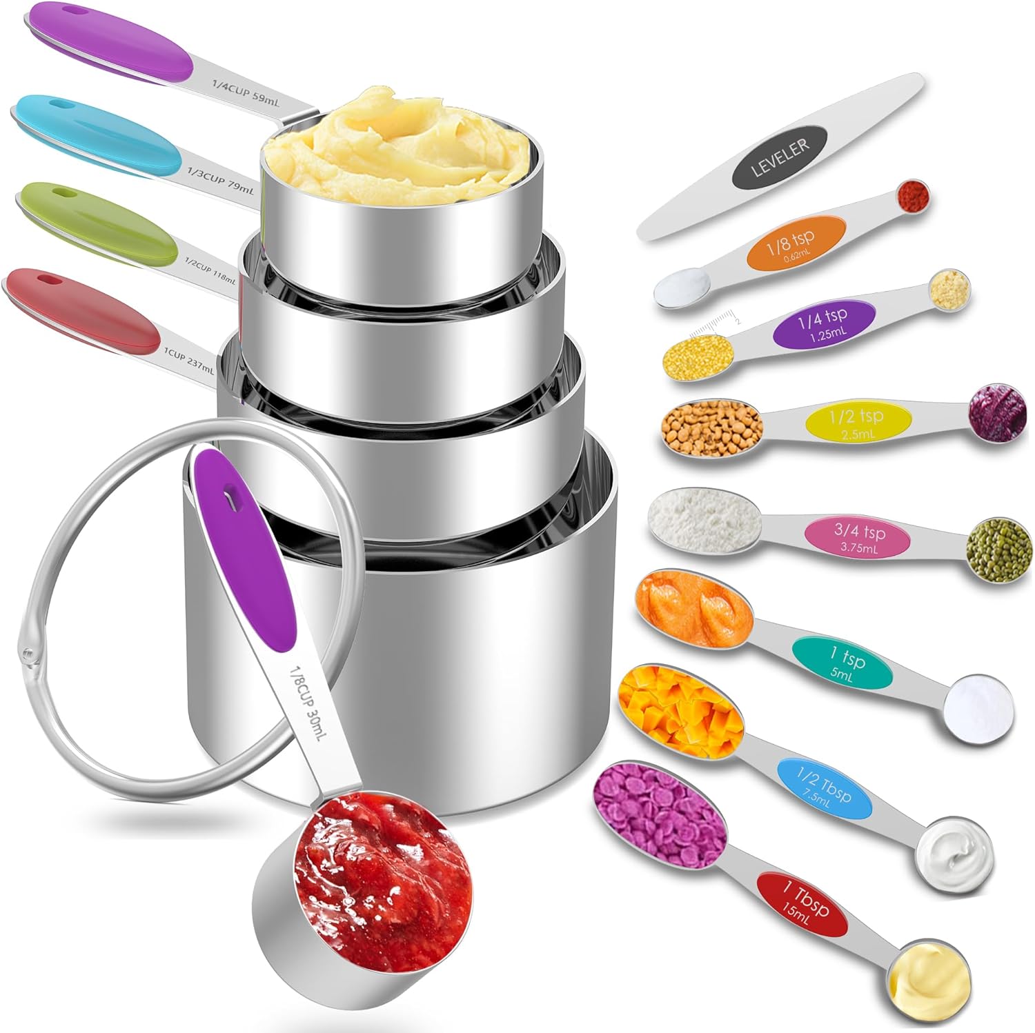 Amazon.com: Minteem Measuring Cups and Magnetic Measuring Spoons Set, 5 ...