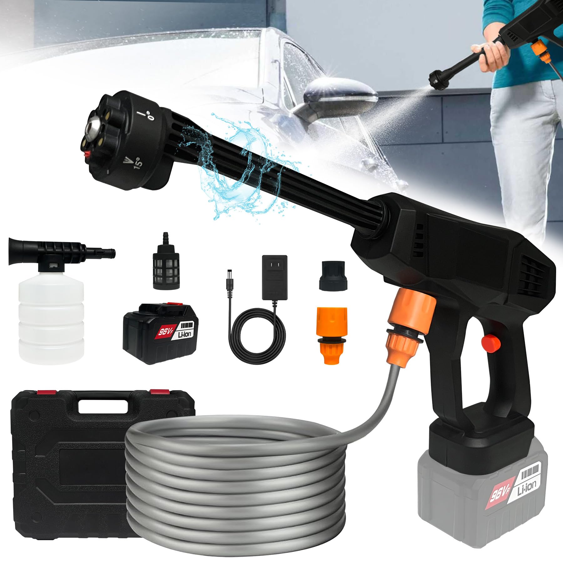 Amazon.com : Byczone Cordless Portable Pressure Washer, 6 in 1 Nozzle ...