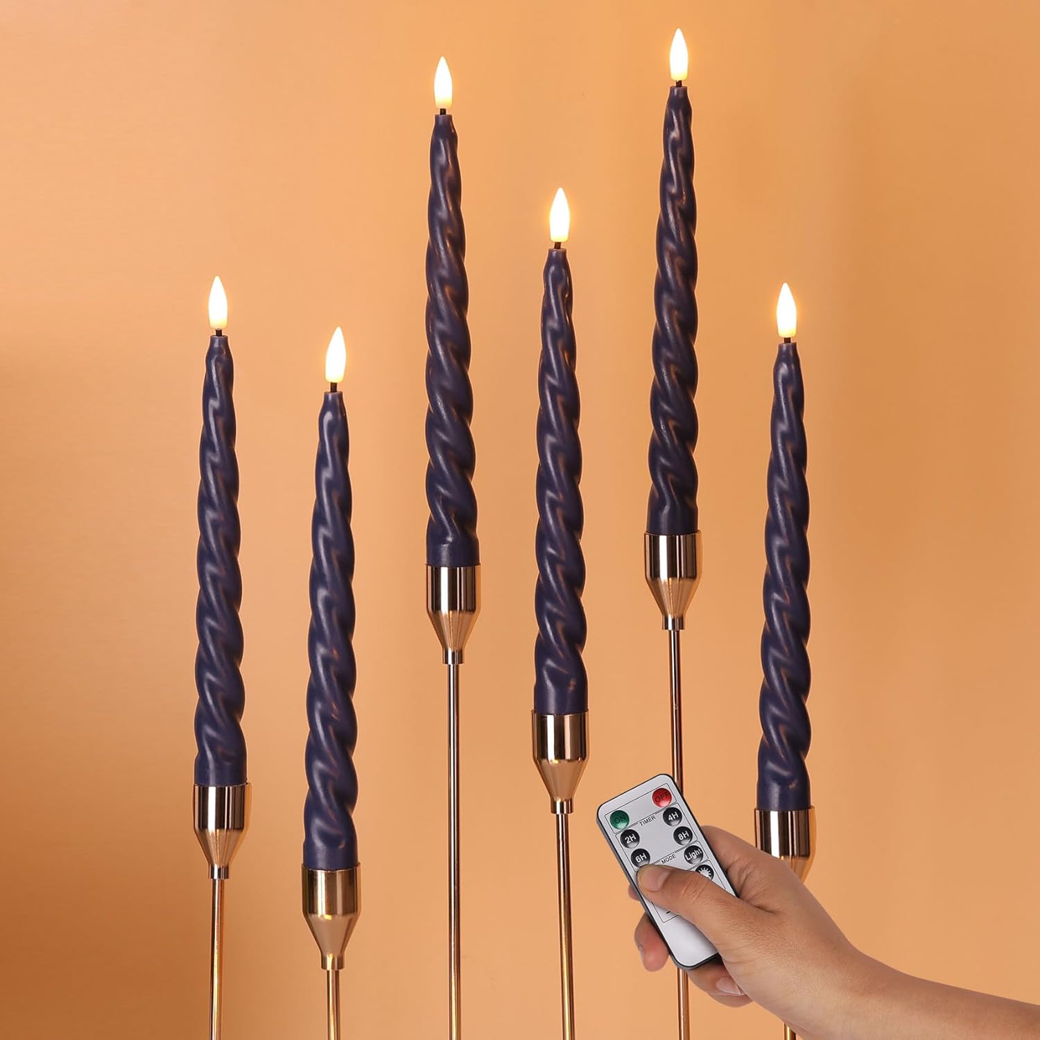 Amazon.com: Girimax Spiral Flameless Taper Candles with Remote, Navy ...