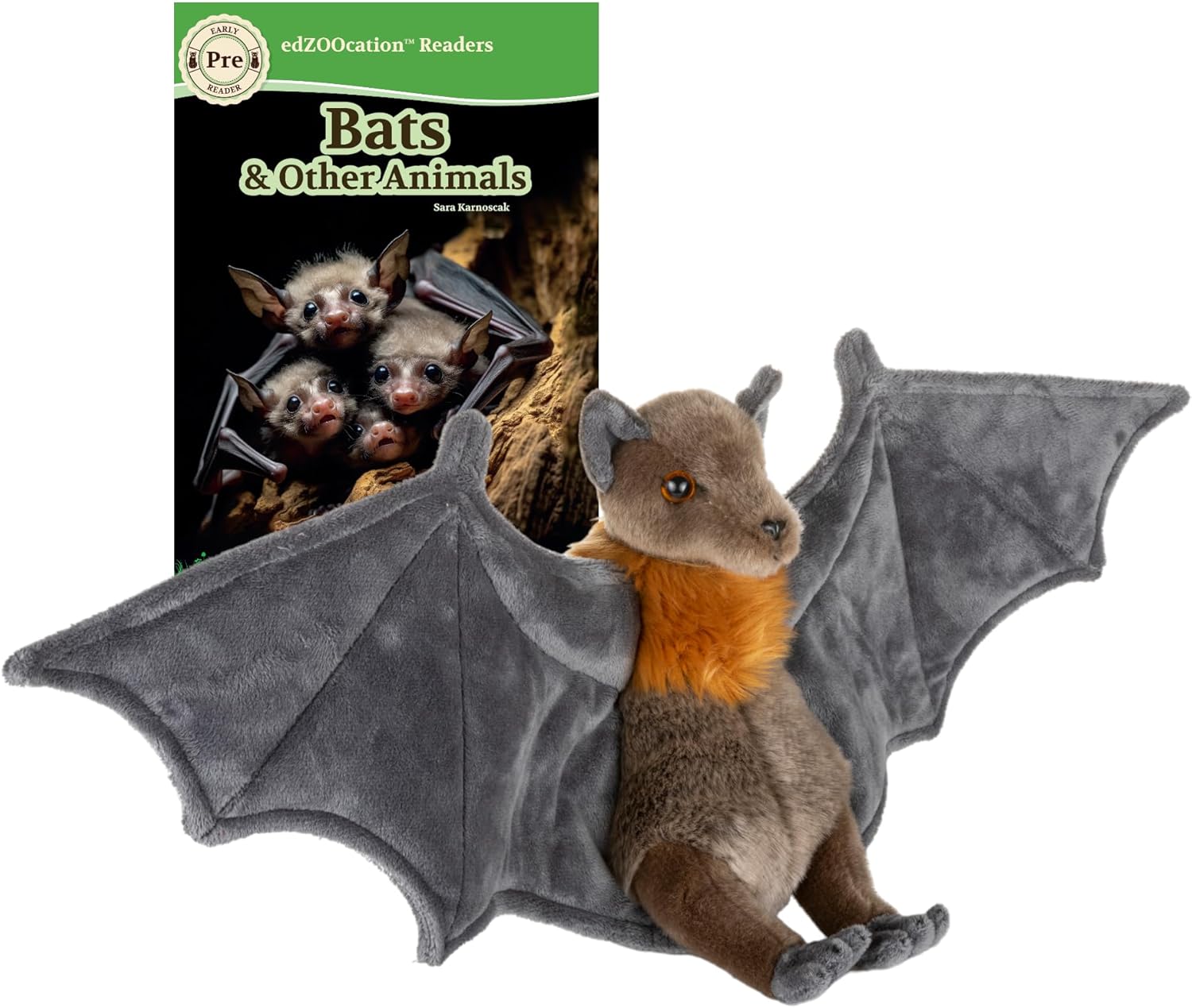 Amazon.com: Wildlife Tree 12 Inch Plush Bat Stuffed Animal Learning ...