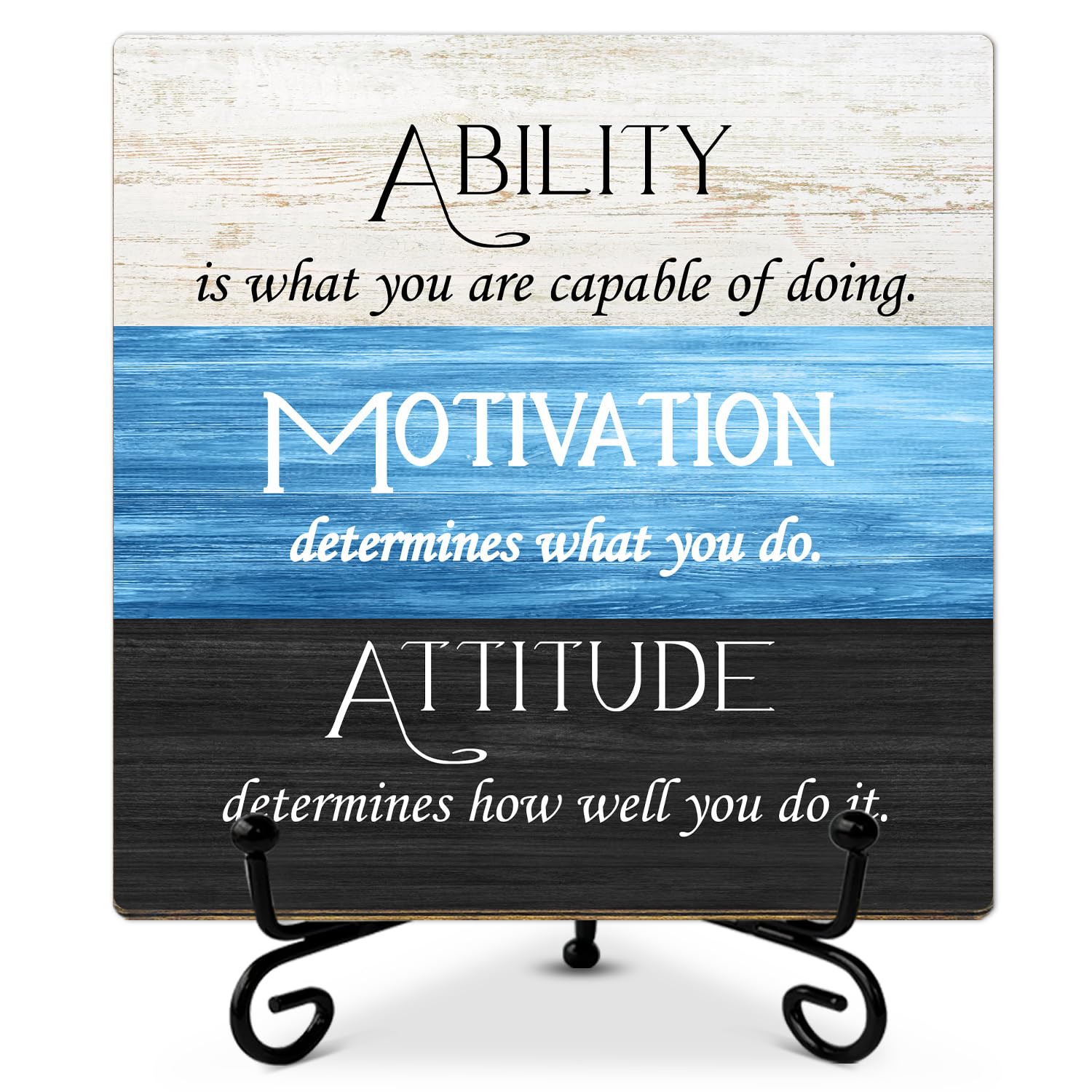Amazon.com: Wooden Table Signs Motivational Desk Decor - Ability ...