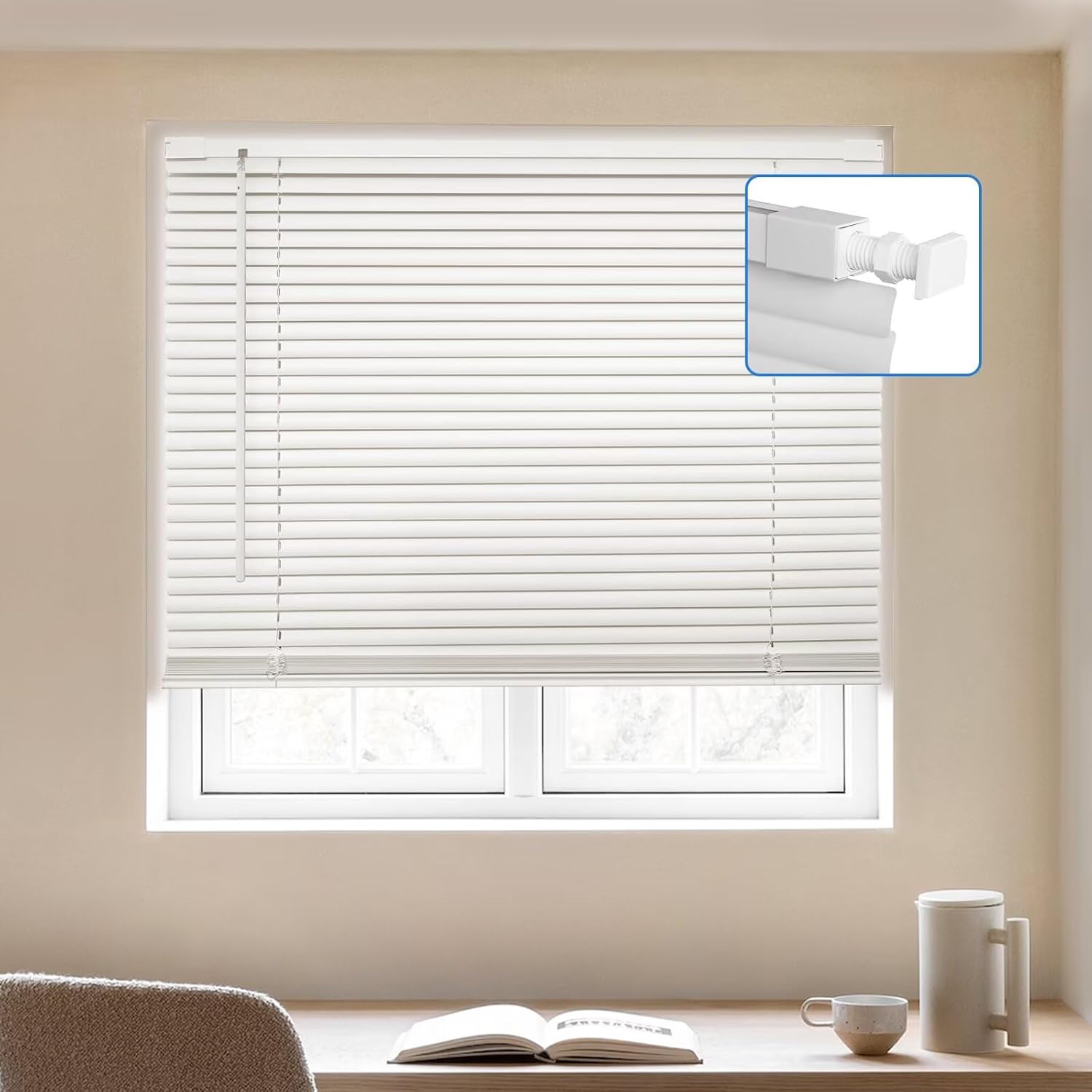 Amazon.com: MYshade No Tools-No Drill Cordless 1" Light Filtering Vinyl ...
