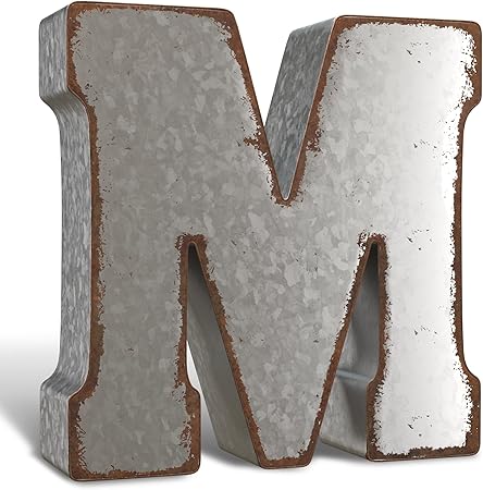 Amazon.com: Generic Galvanized Metal 3D Letter M,Grey Metal : Home ...