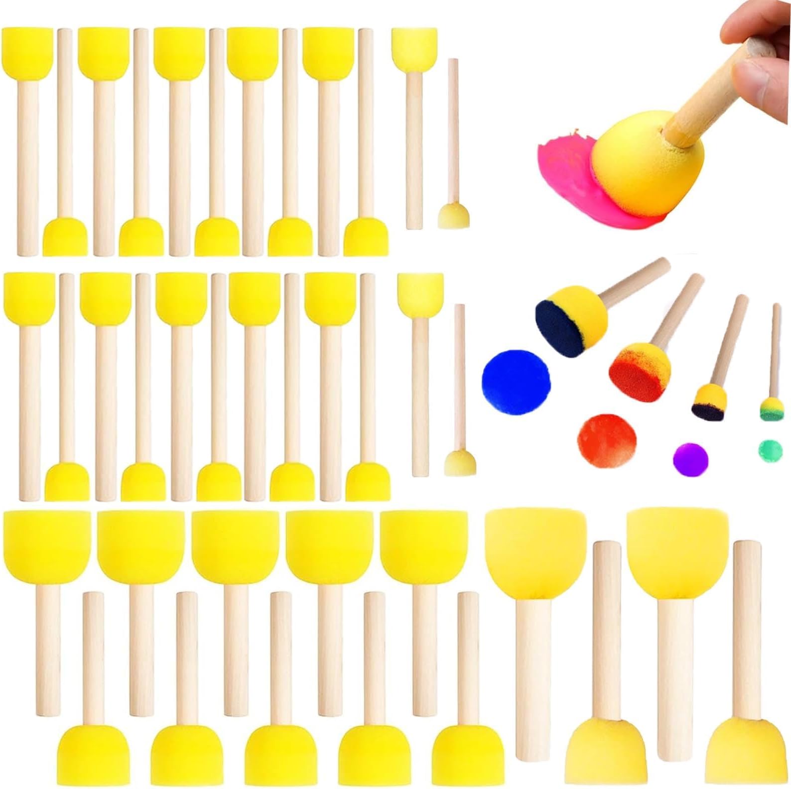 38 Pcs Paint Sponges, Foam Brush, Washable Sponge Paint Brushes for Art ...