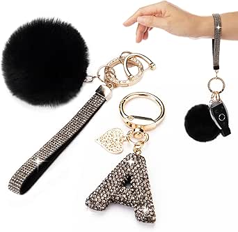 Initial Letter Keychain for Women Girl Girly Cute Bling Rhinestone ...