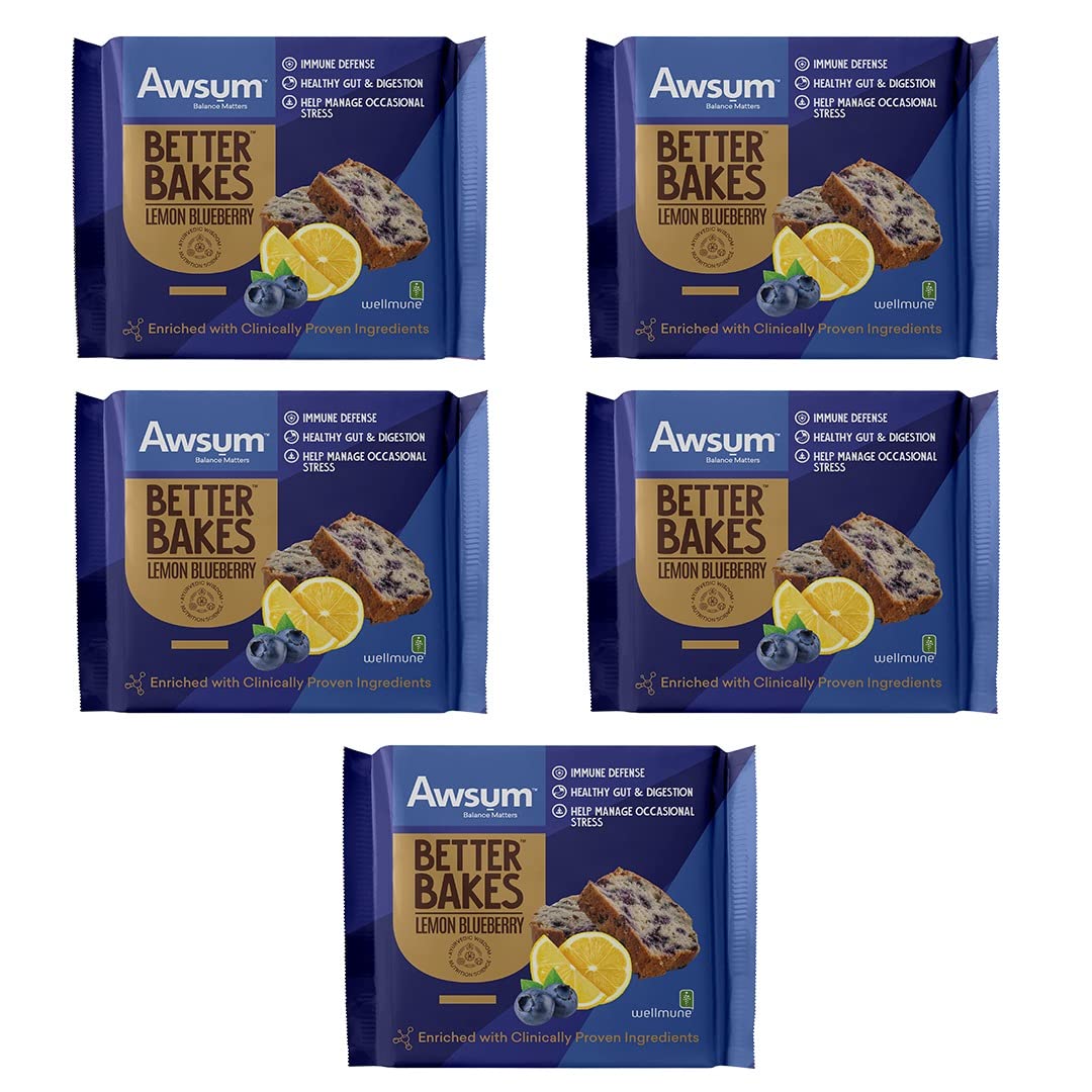 Awsum Ready to Eat Better Bakes Lemon Blueberry Cake - 60g(Pack of 5 ...
