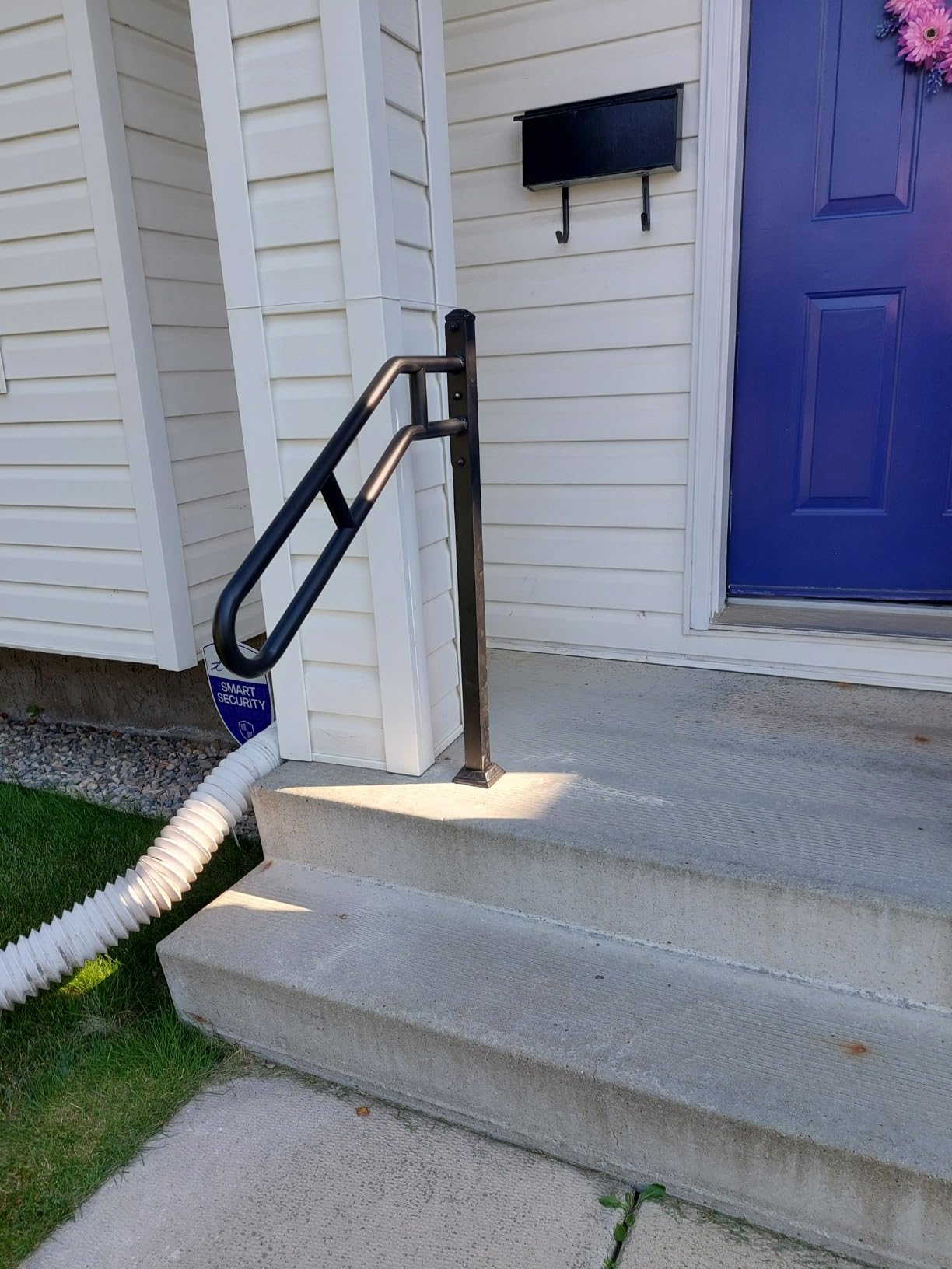 Single Post Handrail for Outdoor 1-3 Steps, Metal Bent Stair Handrails ...