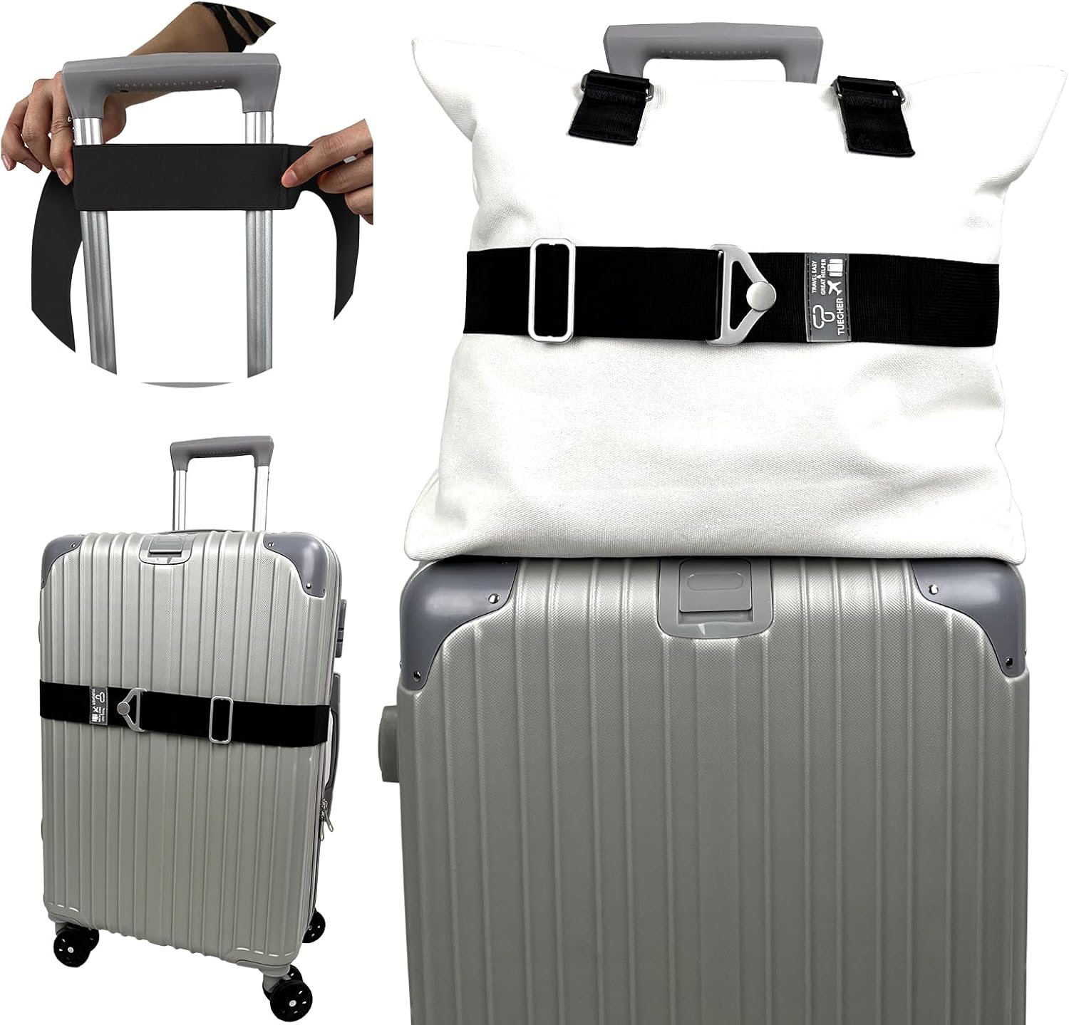 Amazon.com: 2-in-1 Luggage Straps for Carry On, Tuegher Elastic Add a ...