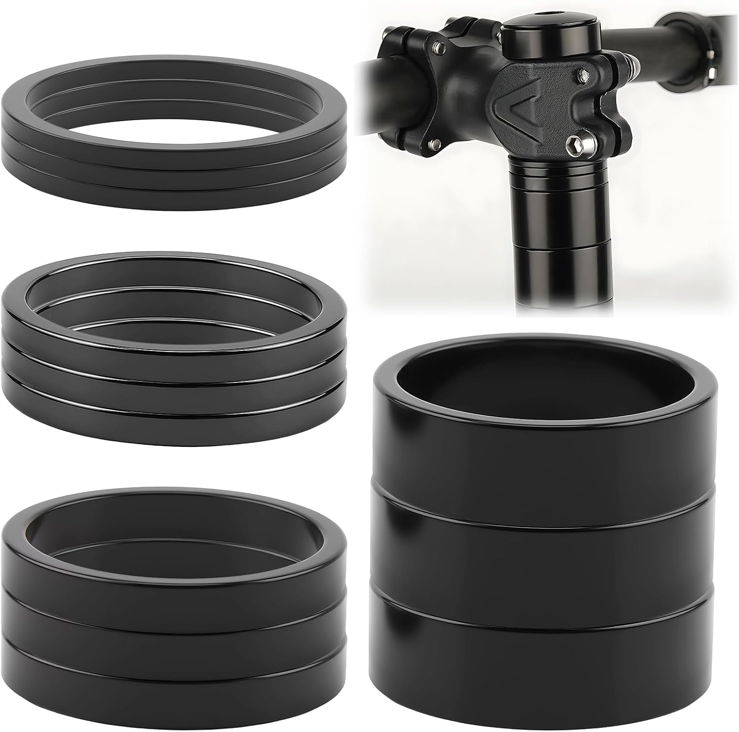 12pcs Bike Headset Spacer Set 1-1/8 Inch , 28.6mm Aluminium Alloy ...