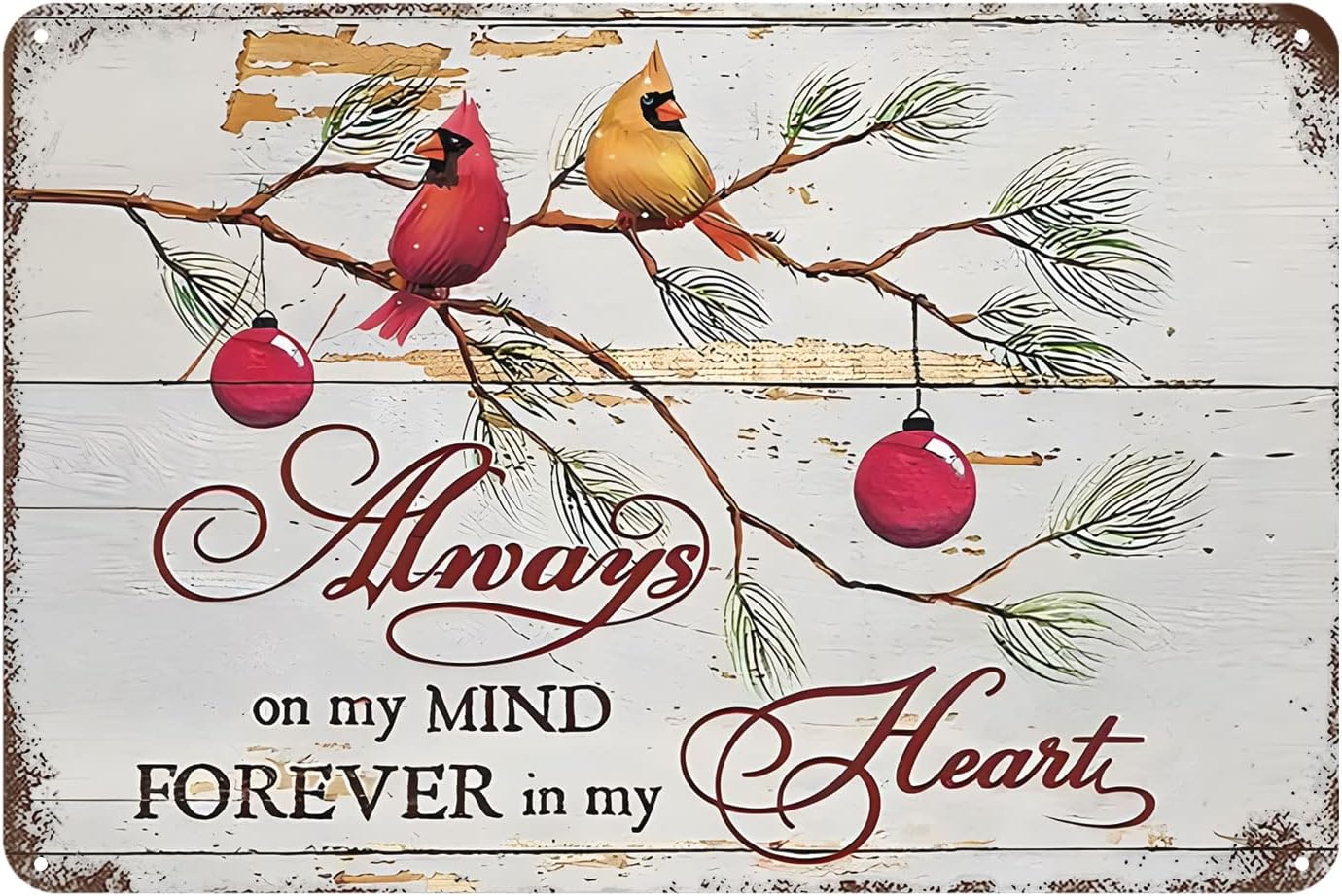 Amazon.com : Metal Sign Cardinal Always on My Mind Forever in My Heart ...