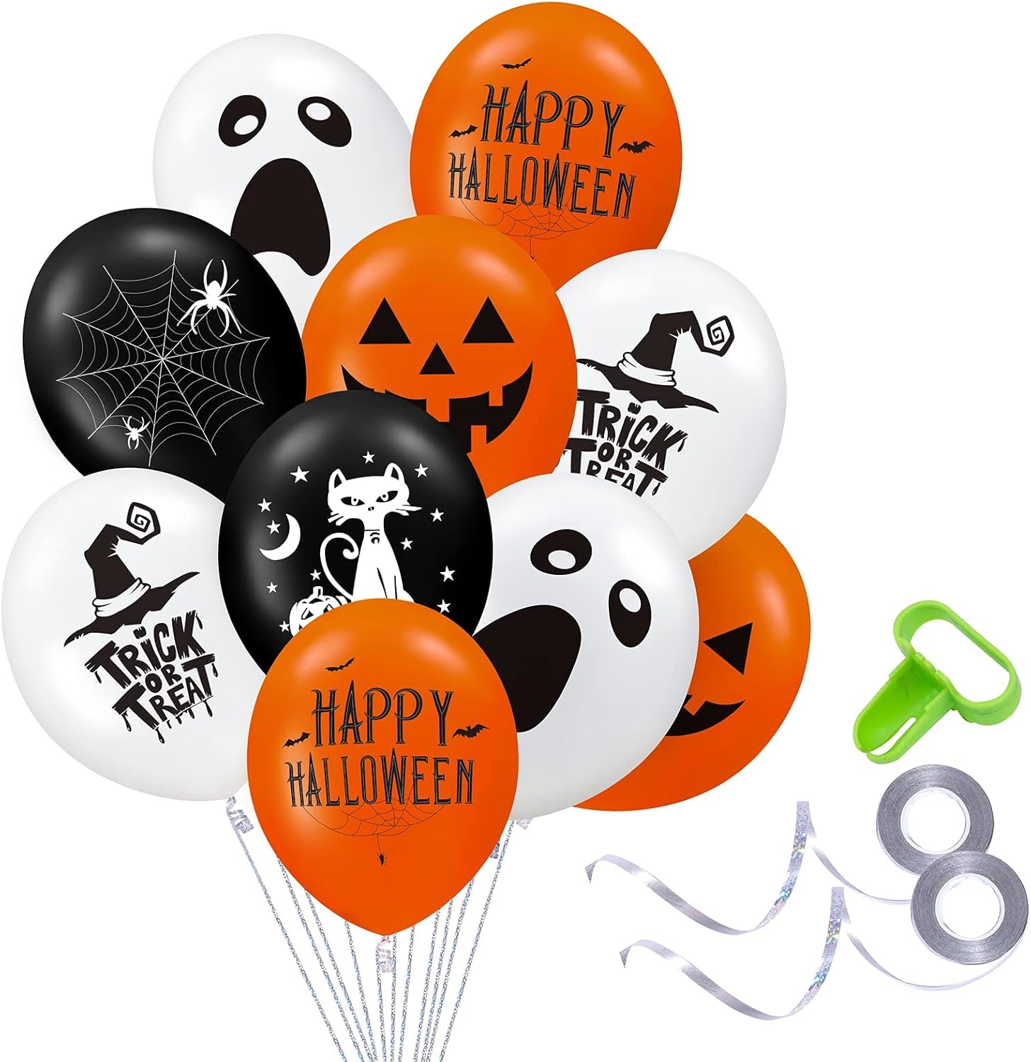 Amazon.com: Halloween Balloons - 108pcs 12 Inch White Black And Orange ...