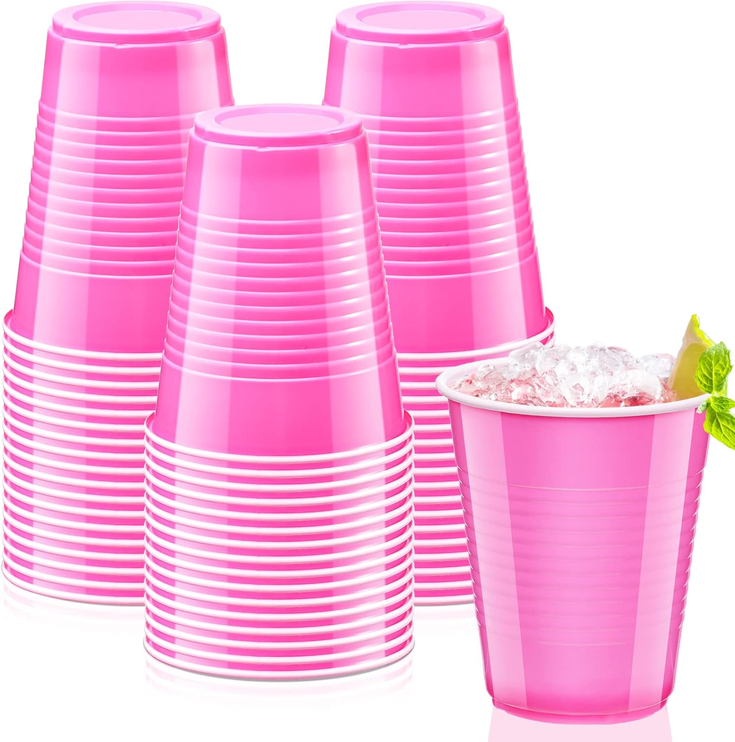 Amazon.com: 50 Count Pink Party Cups 18 Ounce Disposable Plastic Cups ...
