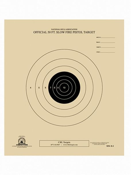 Amazon.com : 50 Foot Slow Fire Pistol Target Official NRA Target B-2 ...