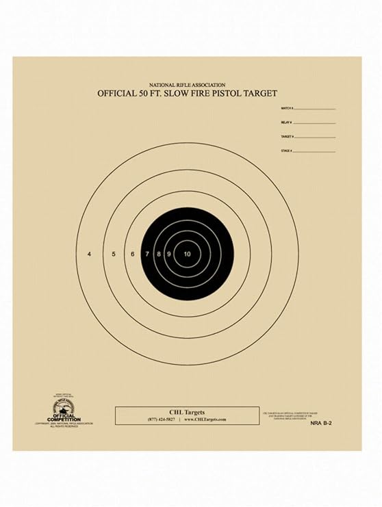 Amazon.com : 50 Foot Slow Fire Pistol Target Official NRA Target B-2 ...