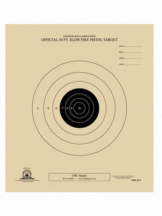 Amazon.com : 50 Foot Slow Fire Pistol Target Official NRA Target B-2 ...