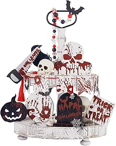Amazon.com: Halloween Decorations-17pcs Halloween Tiered Tray Decor Set ...