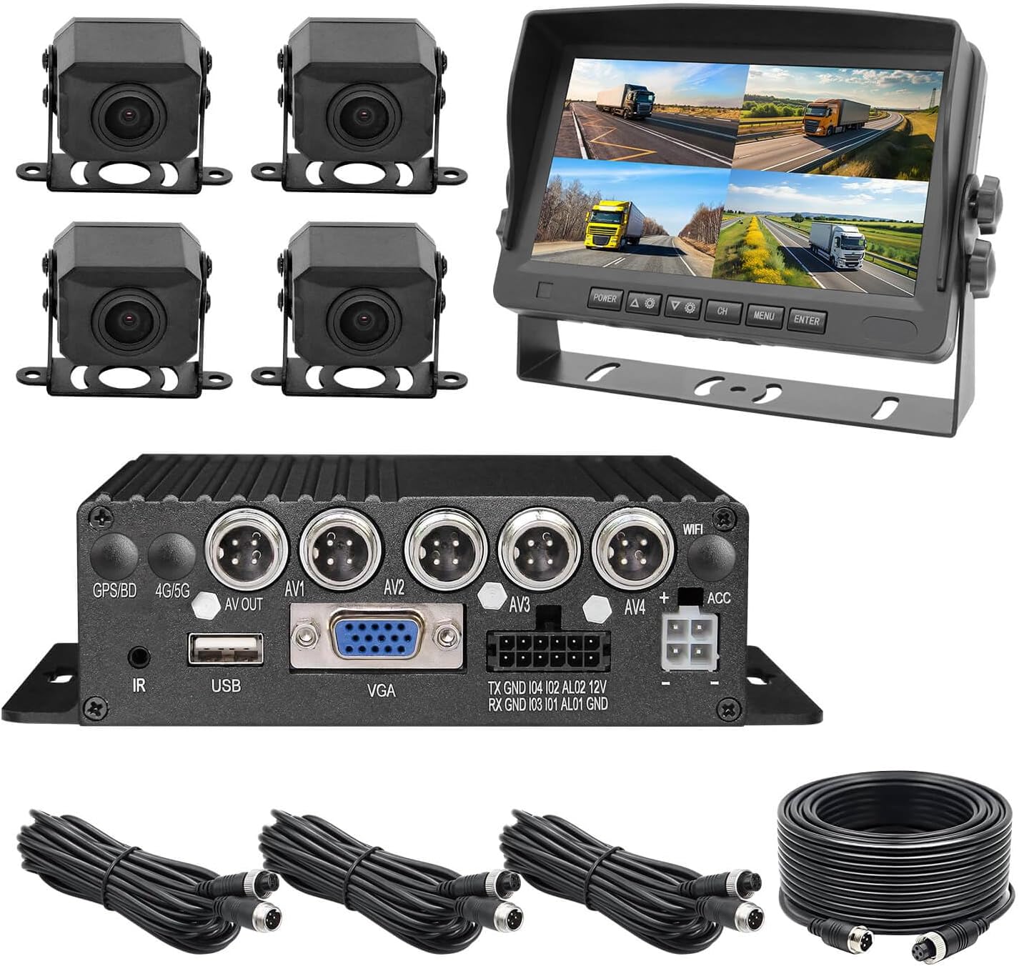 Amazon.com: 4-CH WiFi GPS RV Backup Wired Camera System with 4x1080P ...