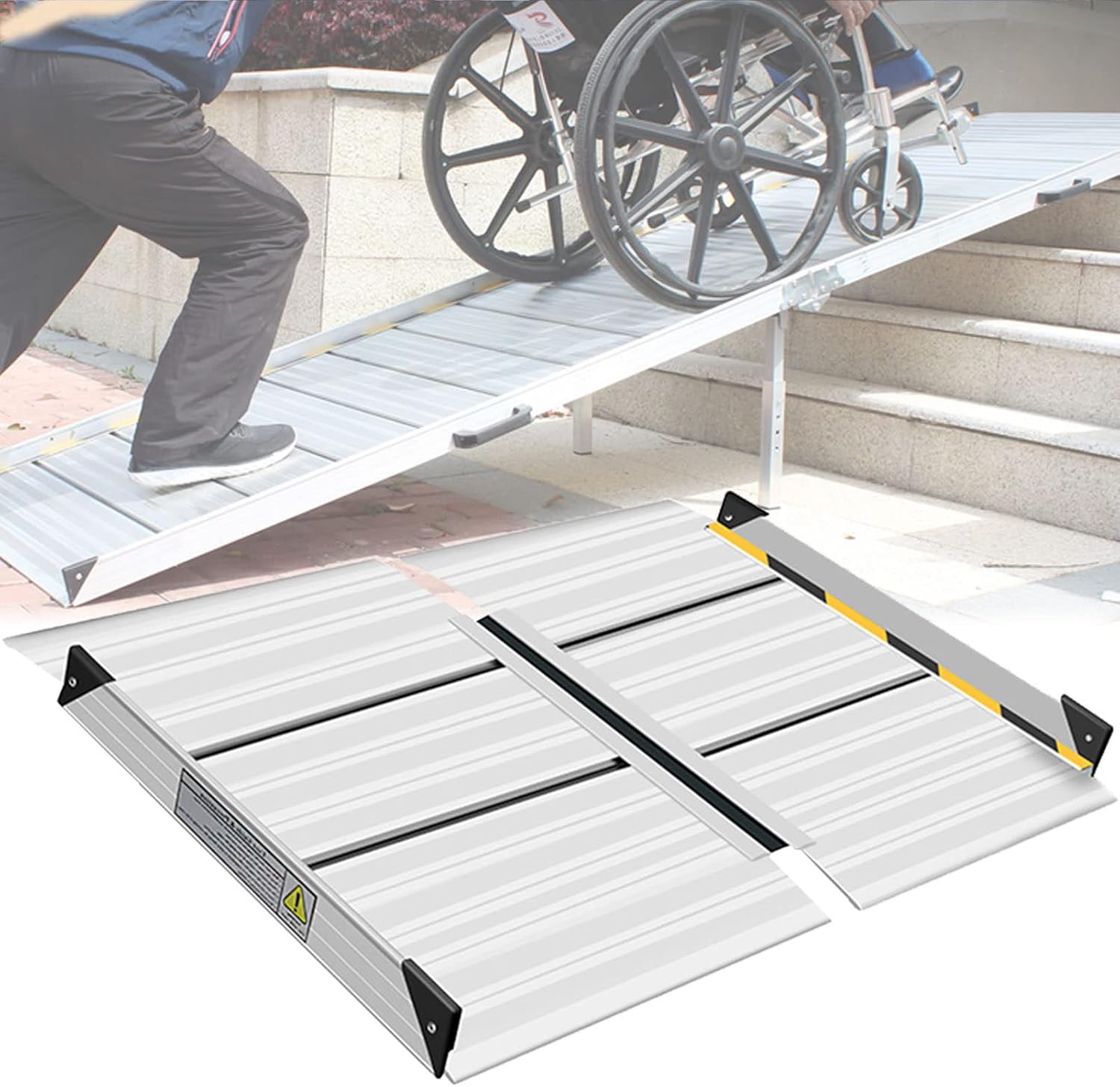 Non-Skid Folding Wheelchair Ramp, Utility Mobility Access Threshold ...