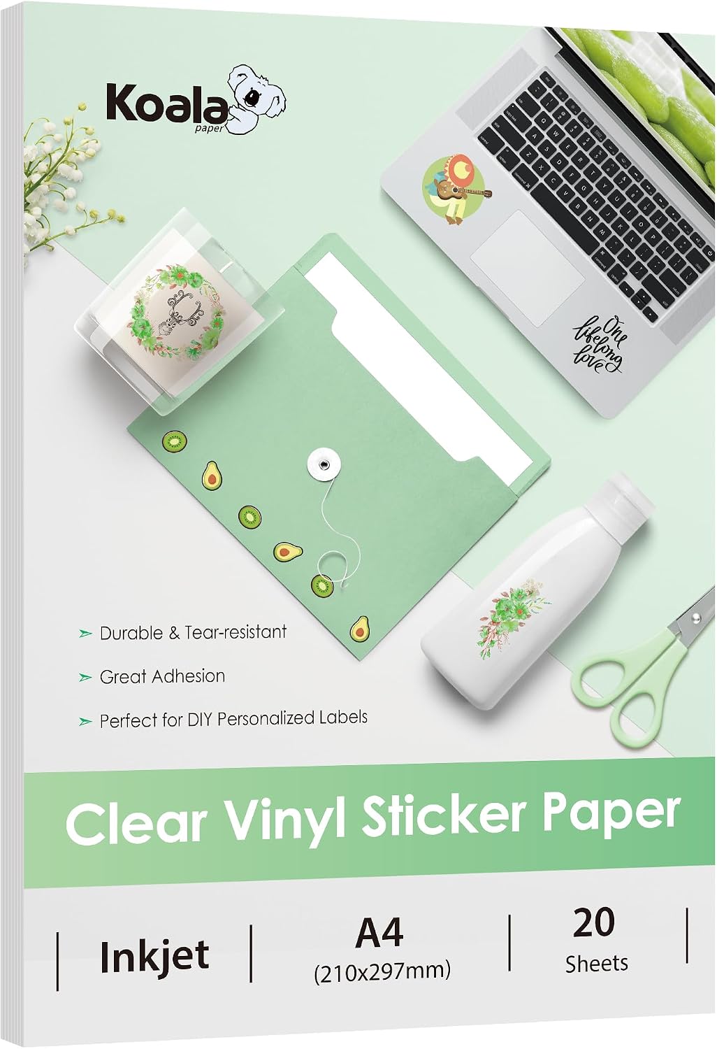 Koala Clear Sticker Paper for Inkjet Printer - Waterproof Clear ...