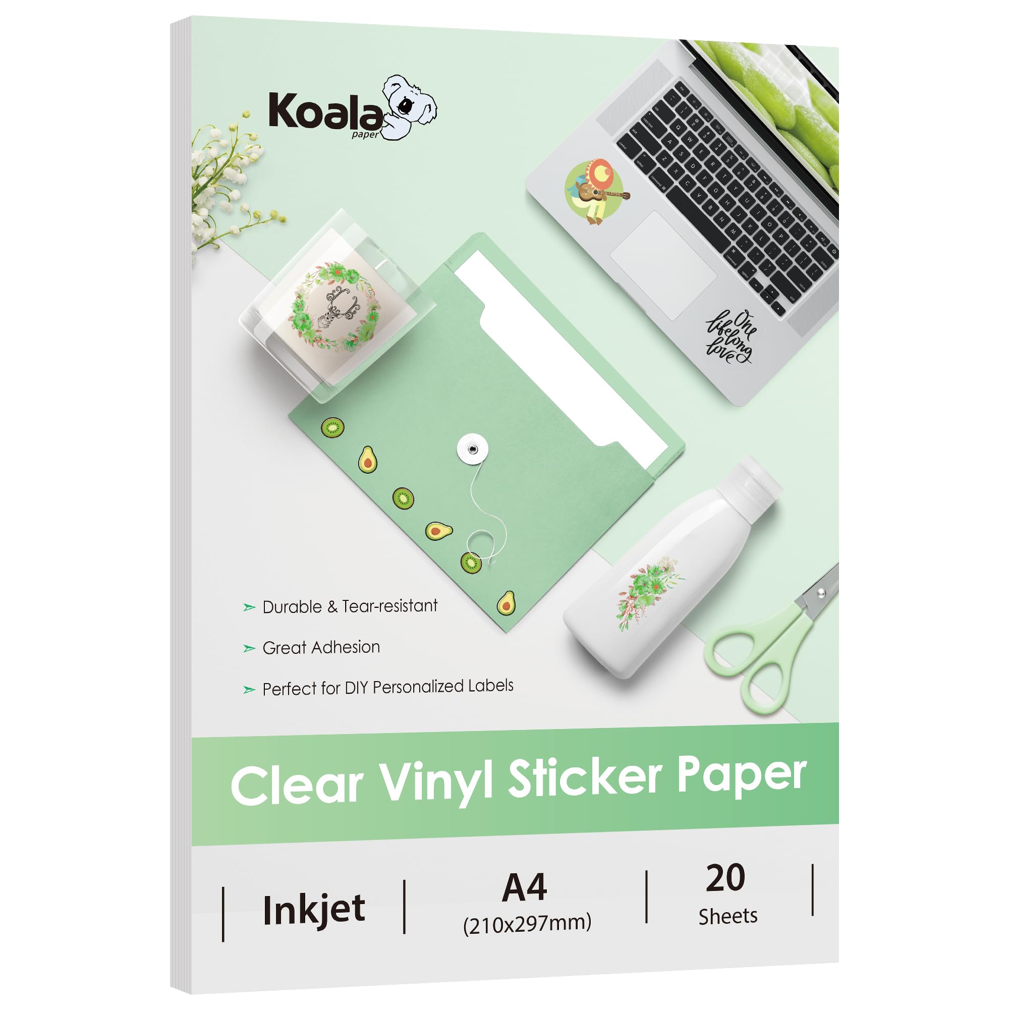 Koala Clear Sticker Paper for Inkjet Printer - Waterproof Clear ...