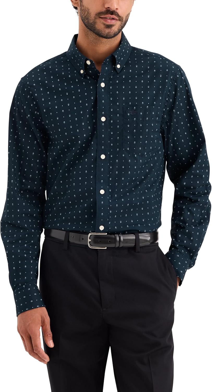 Amazon.com: Dockers® Men's Signature Shirt Long Sleeve Classic Fit with ...