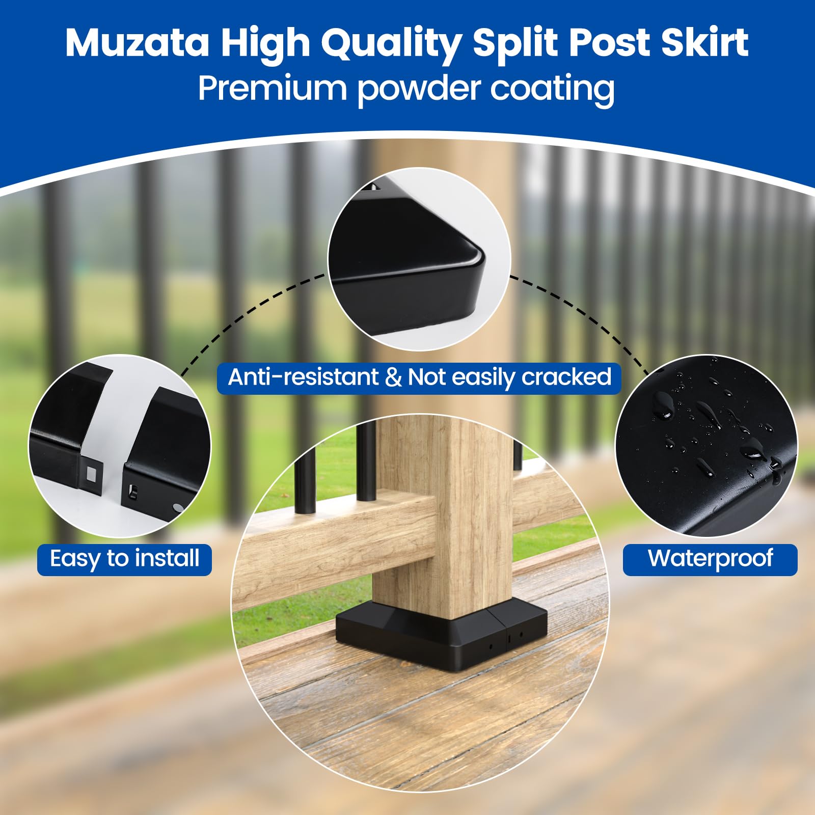 Snapklik.com : Muzata 4Pack Post Skirt Split Style Post Base Cover ...