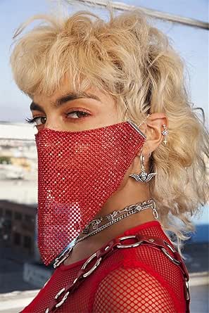 Amazon.com: ShiChextasy Fashion Sparkly Rhinestone Mesh Mask Crystal ...
