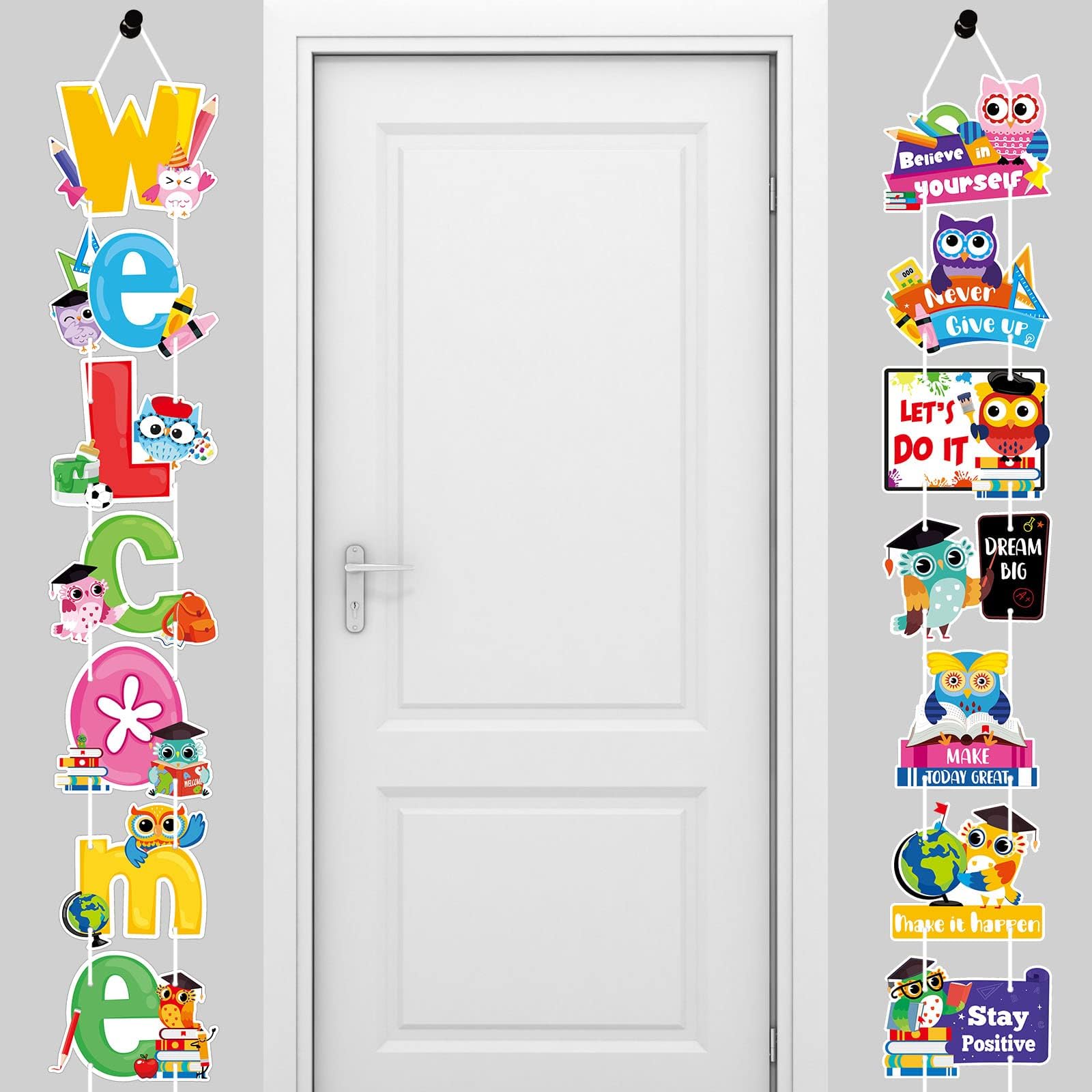 Amazon.com: 14 Pcs Owl Welcome Back to School Door Sign Owl Classroom ...