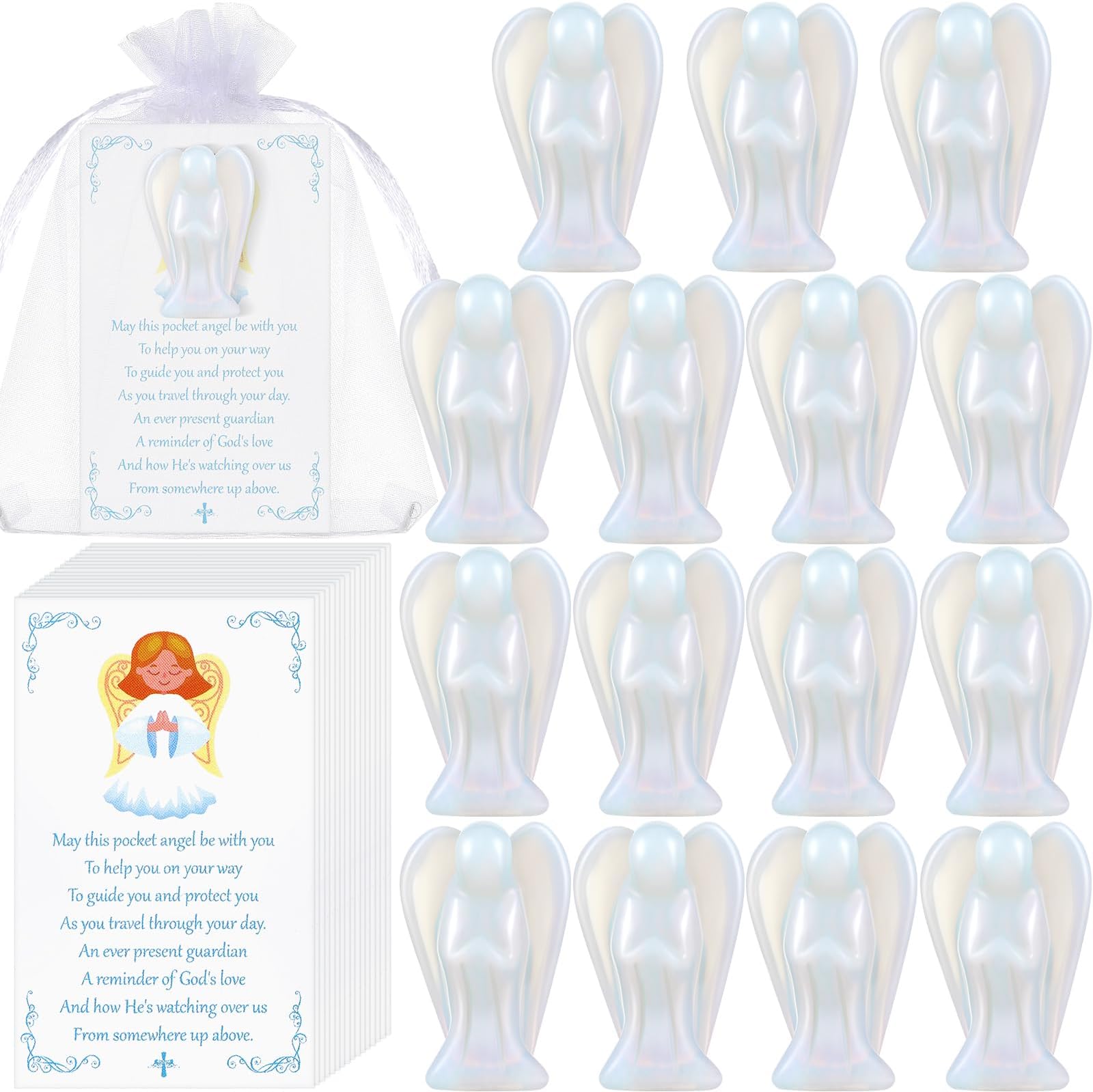 Amazon.com: 15 Set 45 Pcs Crystal Angel Figurines Bulk 1.5 Inch ...