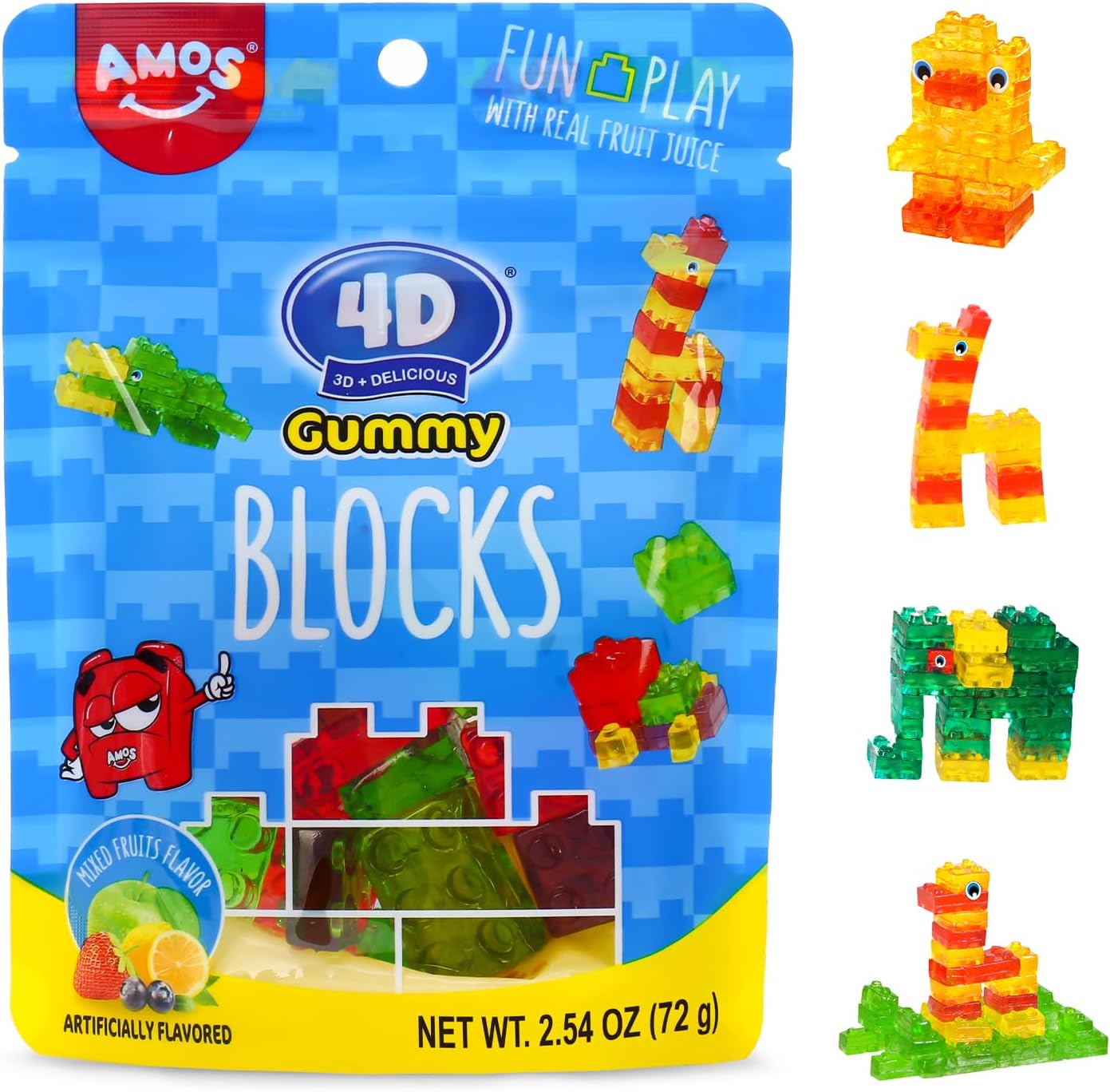 Amazon.com : AMOS 4D Gummy Blocks Candy Bricks, Edible Building Blocks ...